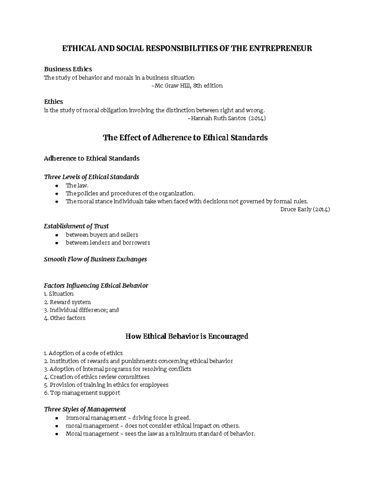 Ethical AND Social Responsibilities OF THE Entrepreneur - ETHICAL AND ...