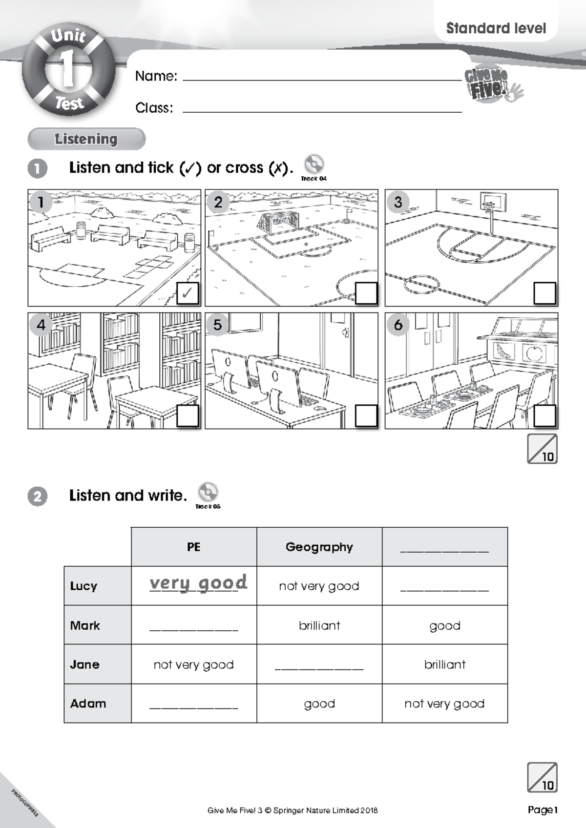 GMF L3 Units 1-9 Standard Level Tests-4 - Listening PHOTOCOPIABLE Te s ...