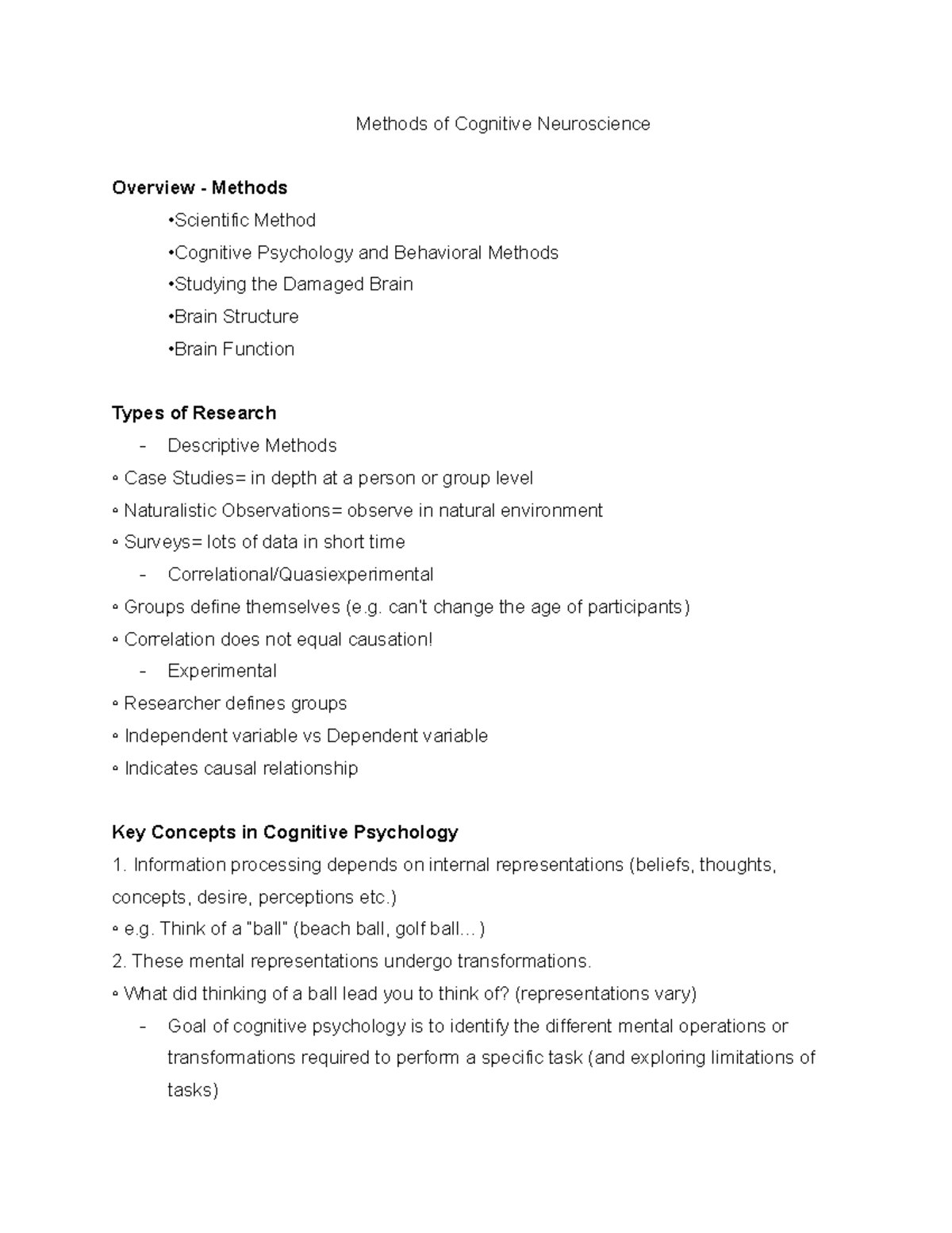 Methods of Cognitive Neuroscience - Methods of Cognitive Neuroscience Overview - Methods ...
