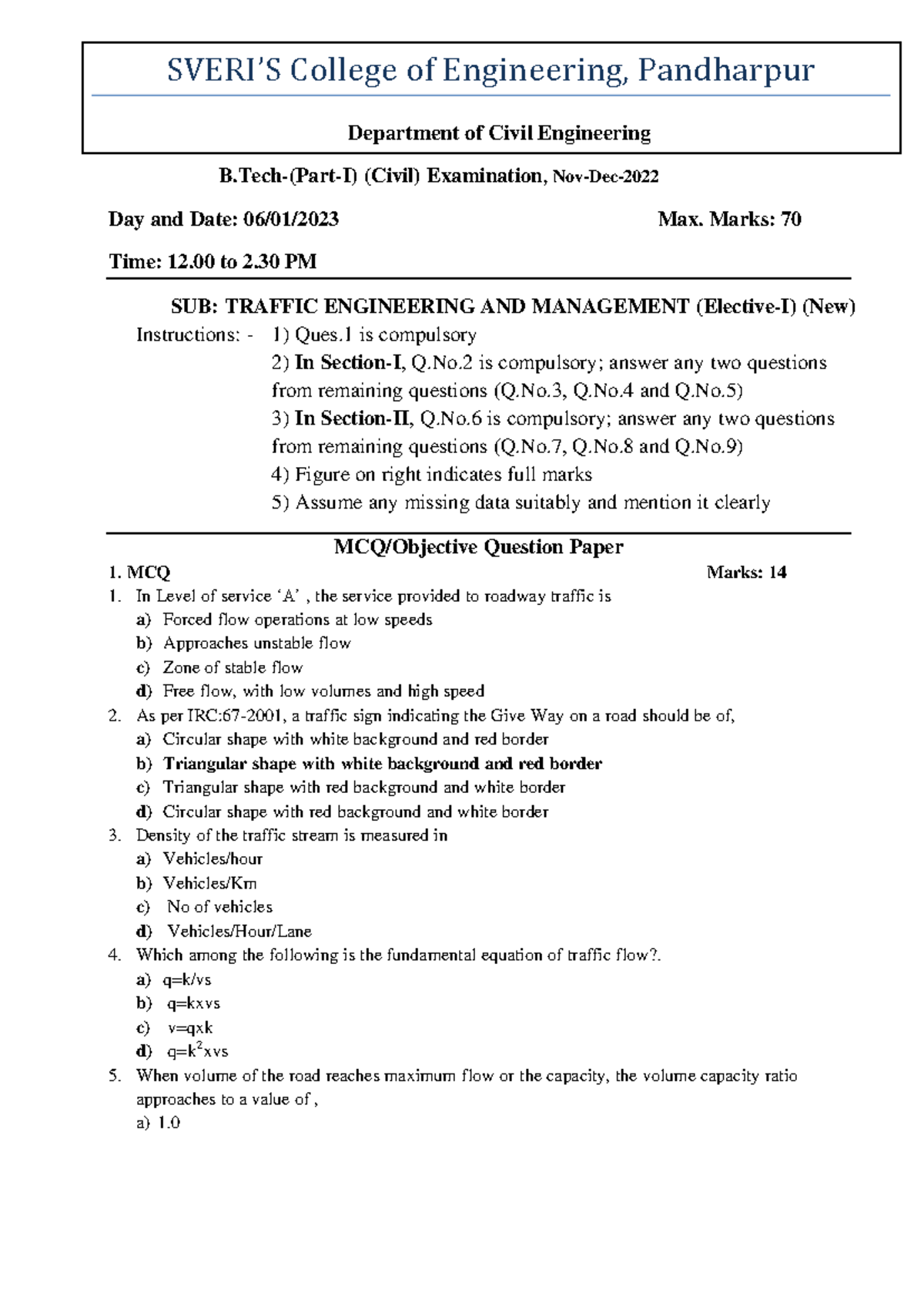 Prelim Paper TEM - Imp - B-(Part-I) (Civil) Examination, Nov-Dec- Day ...