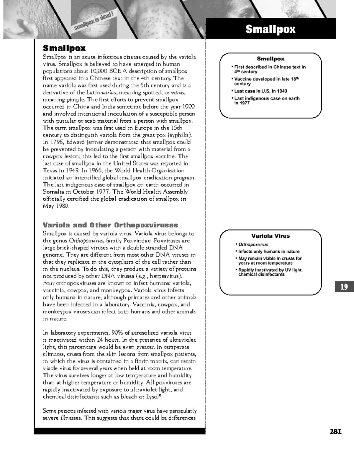 Smallpox - It's lecture notes - 19 Smallpox Smallpox is an acute ...