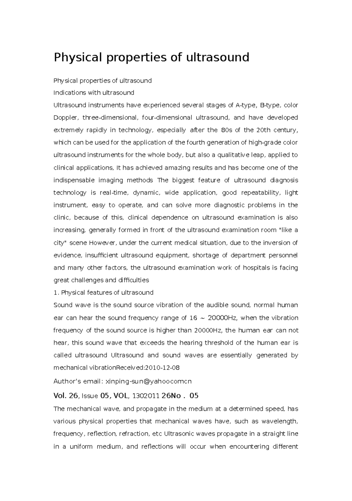 Physical Properties Of Sound Waves