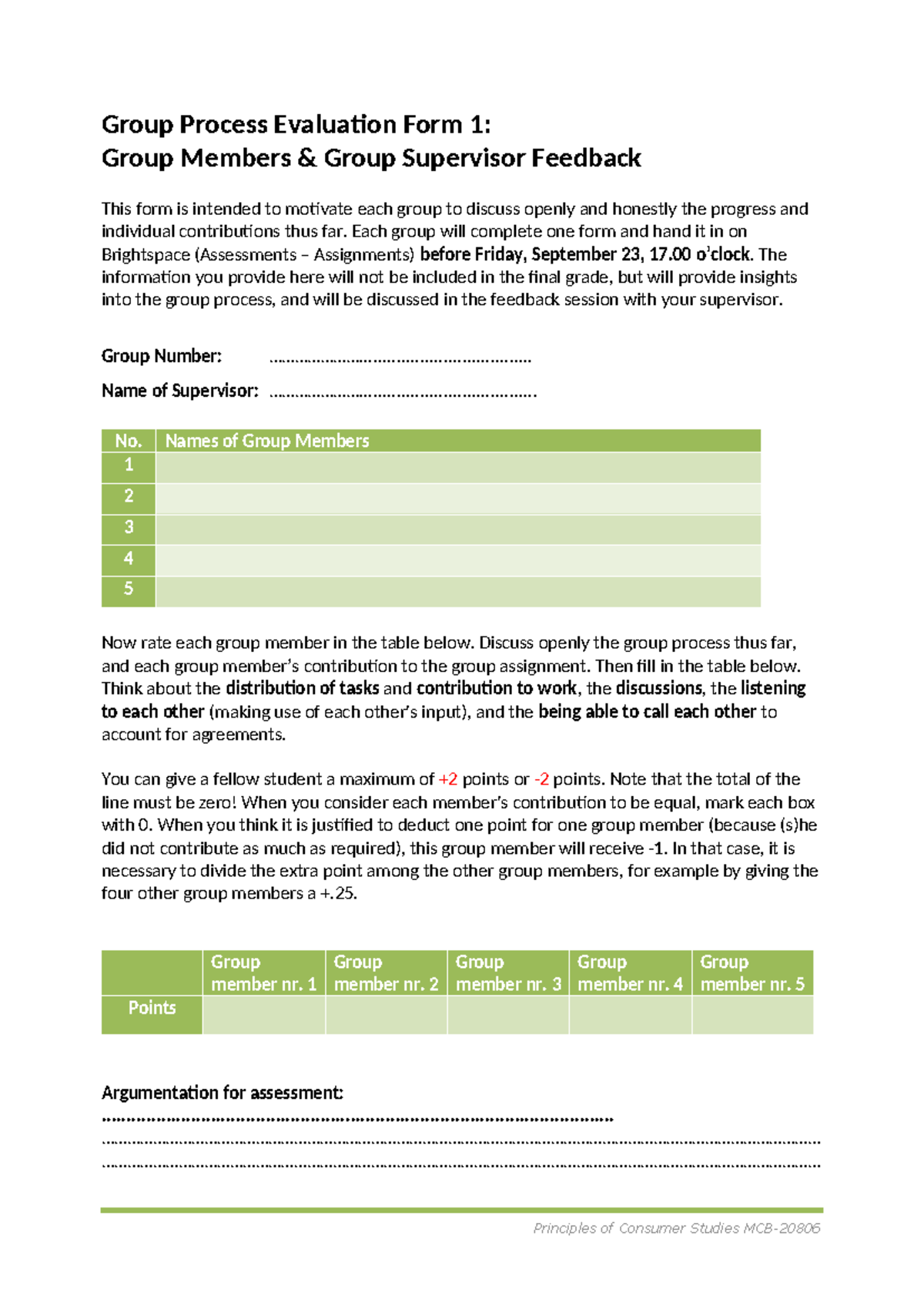 MCB20806-Eval form 1(EN) - Group Process Evaluation Form 1: Group Members & Group Supervisor ...