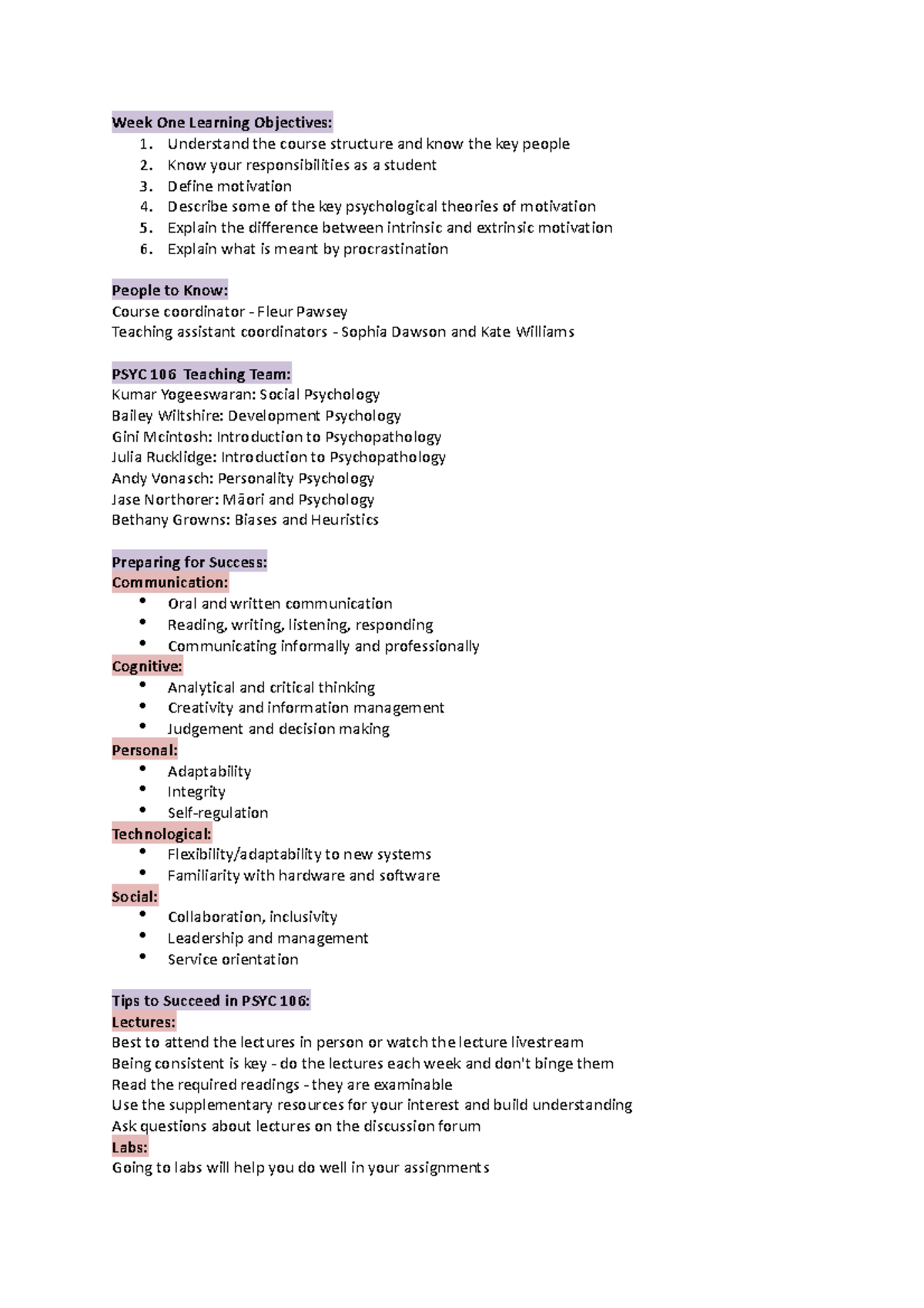Week One Learning Objectives - Understand the course structure and know ...