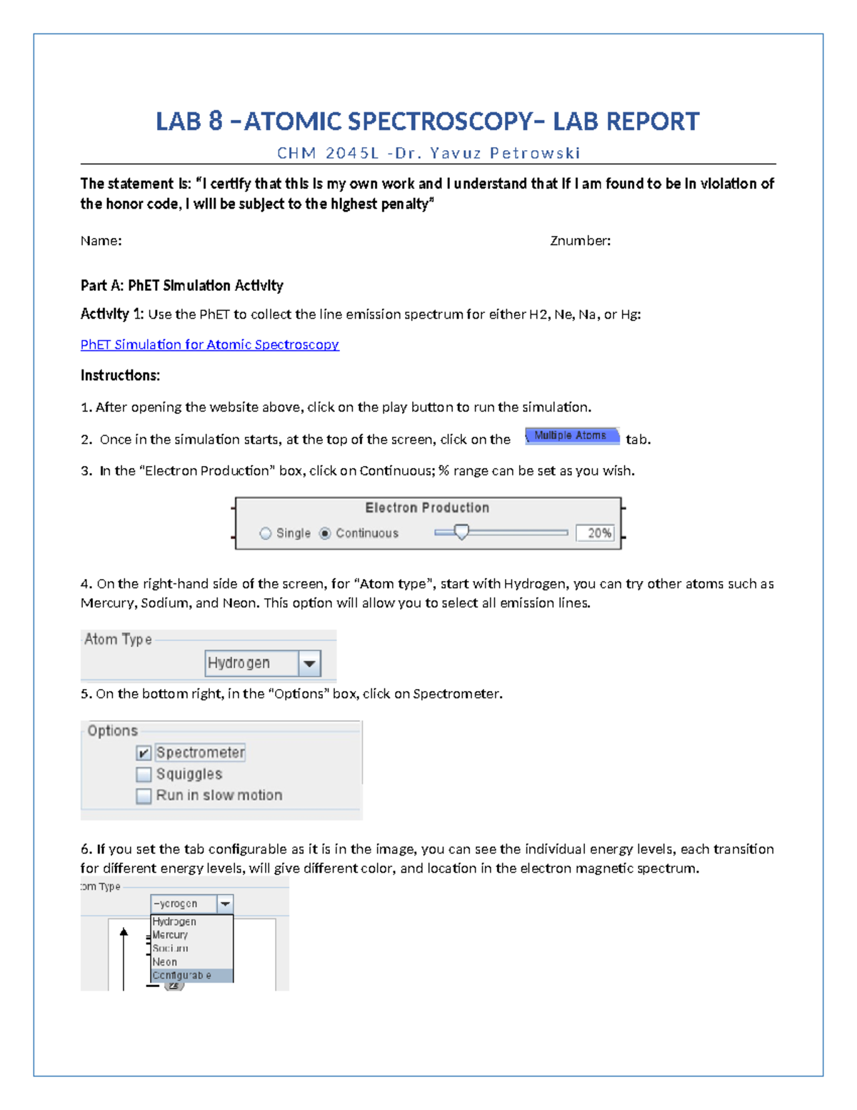 Lab8-Atomic Spectroscopy-Lab Report QAC - LAB 8 –ATOMIC SPECTROSCOPY ...
