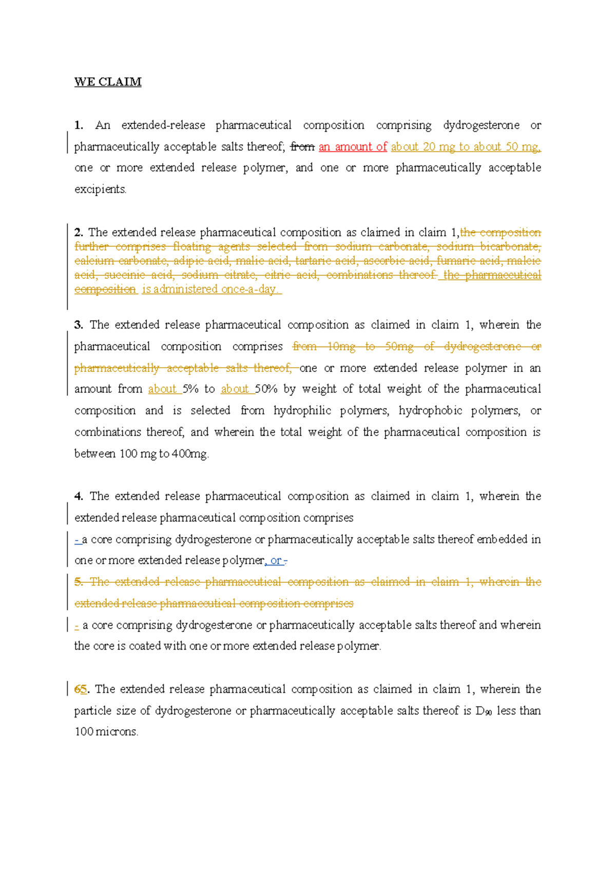 Amended Claims (Marked copy) 22052024 - WE CLAIM An extended-release ...