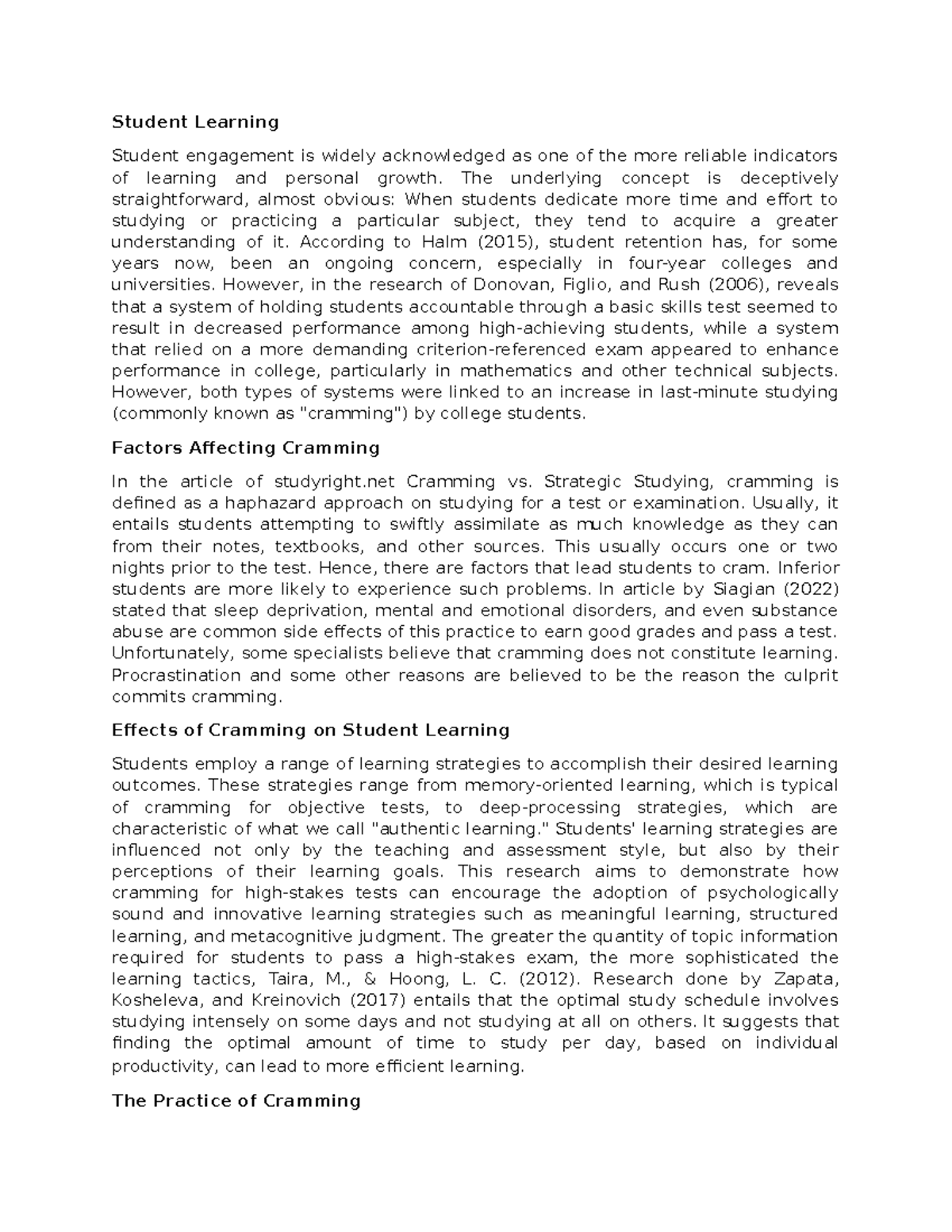 Student Learning - RRL - Student Learning Student engagement is widely ...