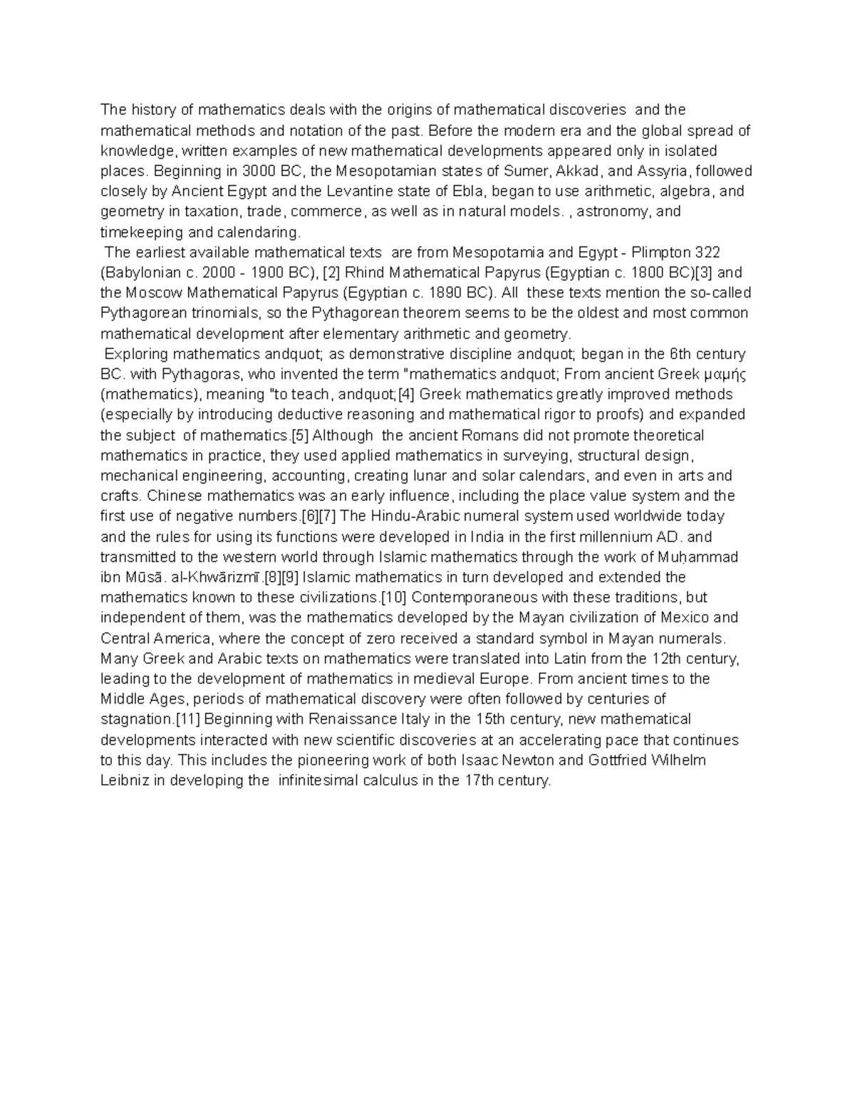 Mathematics History - The history of mathematics deals with the origins ...