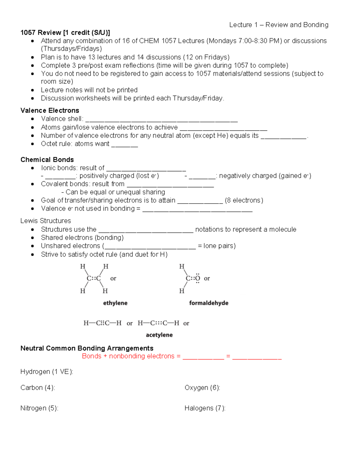 1 - Review and Bonding - Notes from CHEM 3570 taught by Professor ...