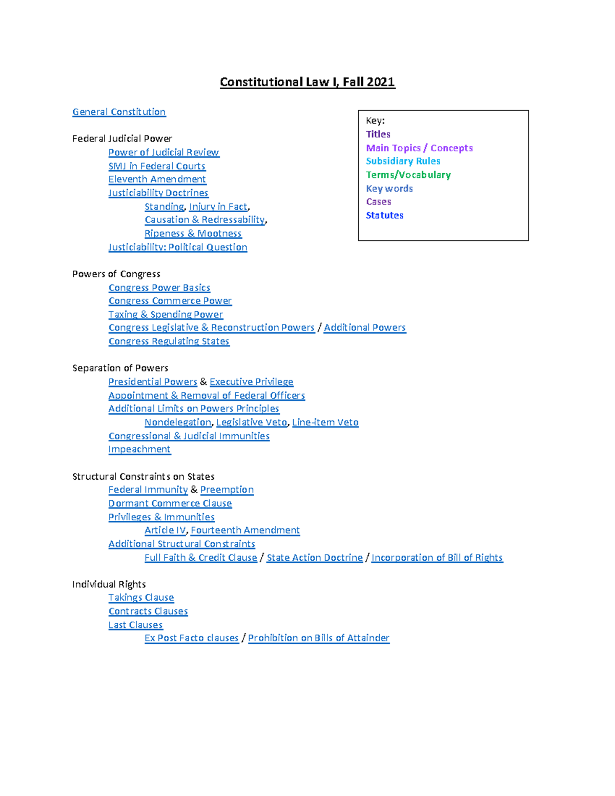 Con Law I Outline - all the topics from con law 1 organzied ...