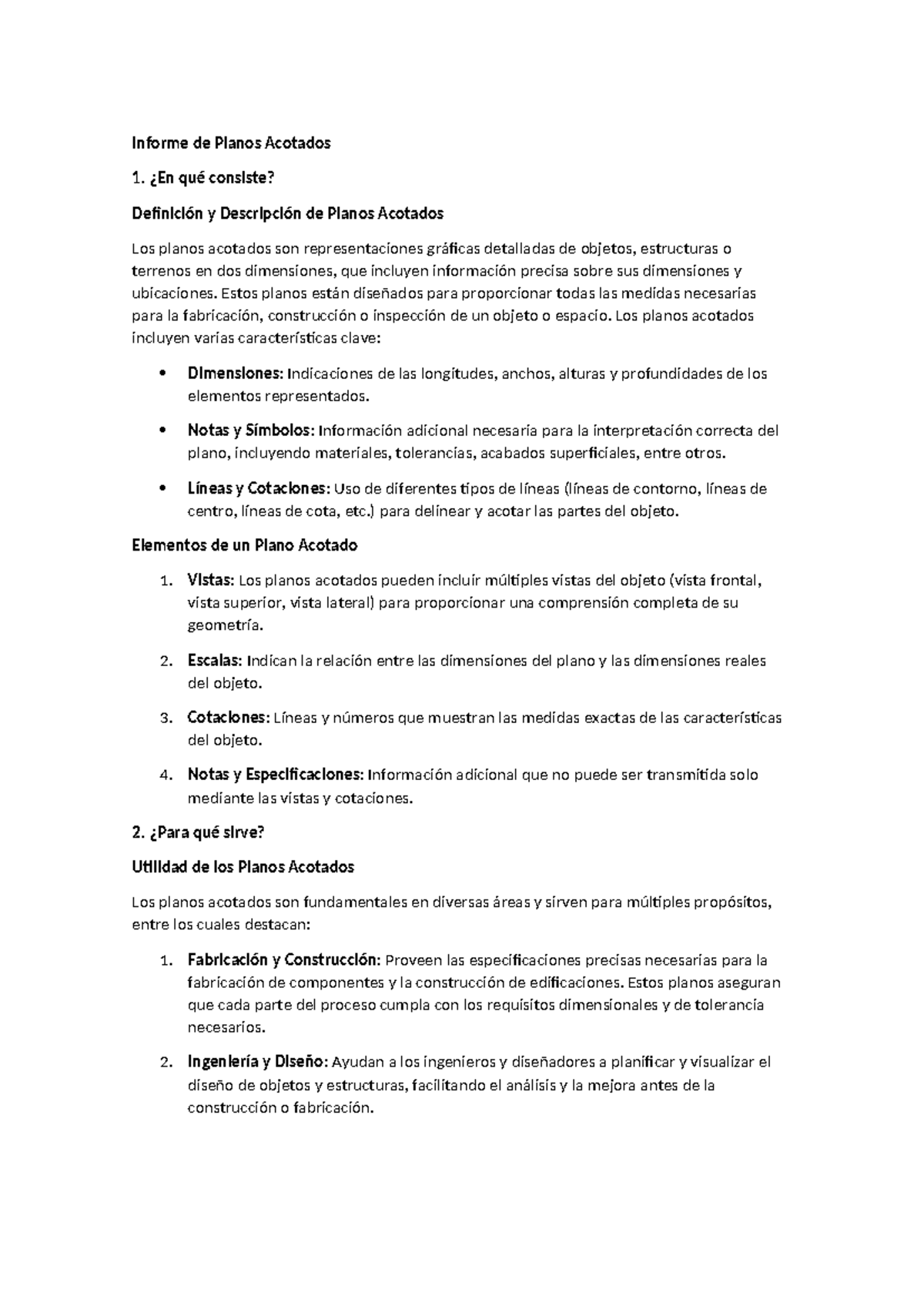 Informe de Planos Acotados - Informe de Planos Acotados ¿En qué ...