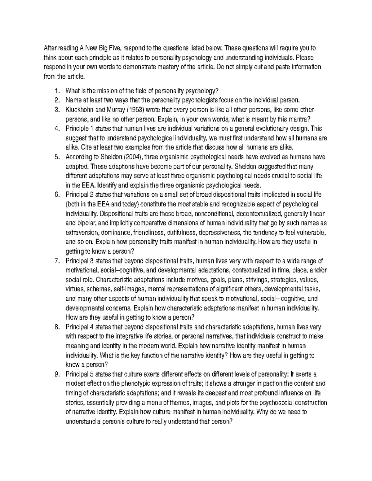 A New Big Five - Big 5 Personality - After reading A New Big Five ...