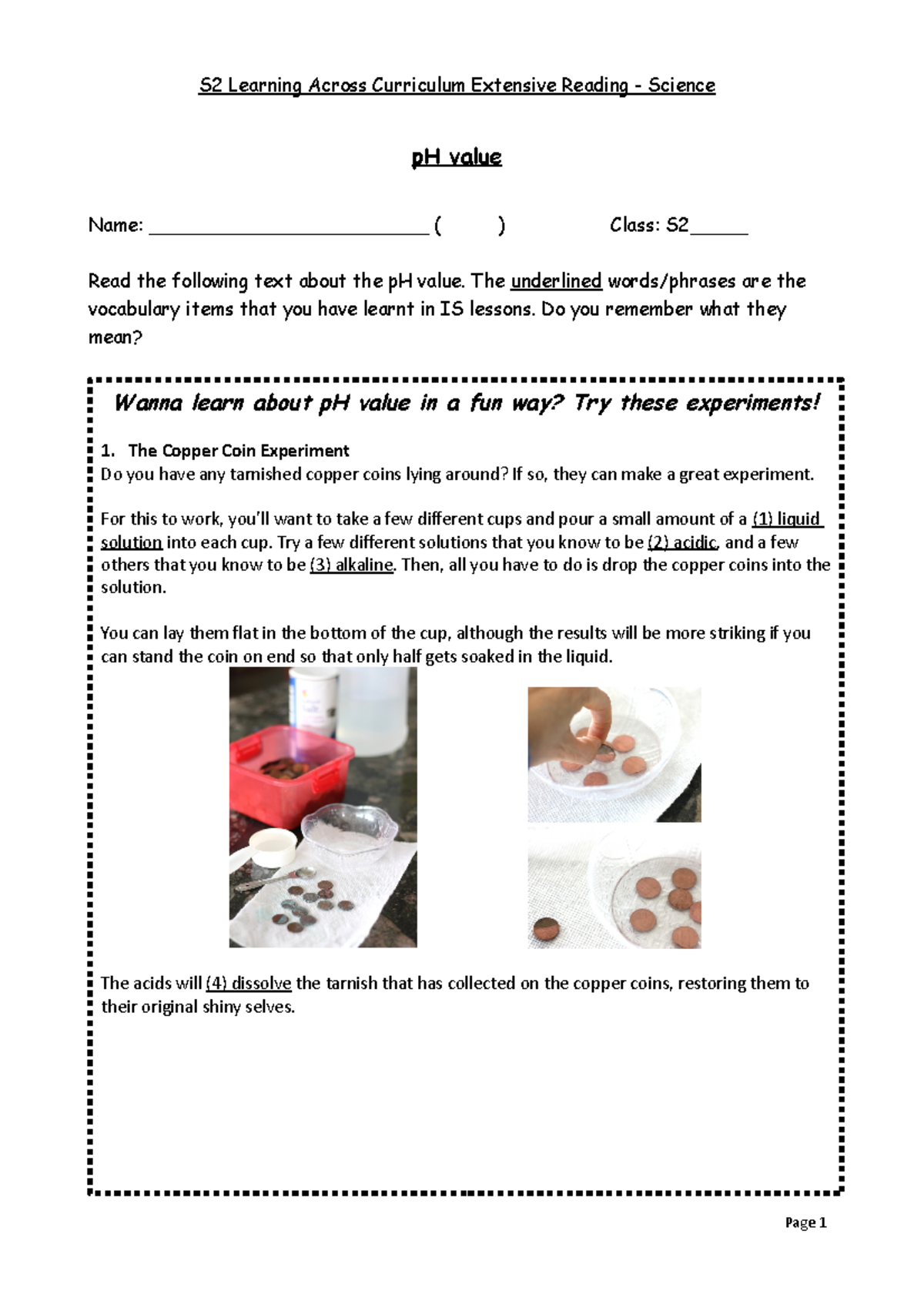 Group Discussion pH values - S2 Learning Across Curriculum Extensive ...