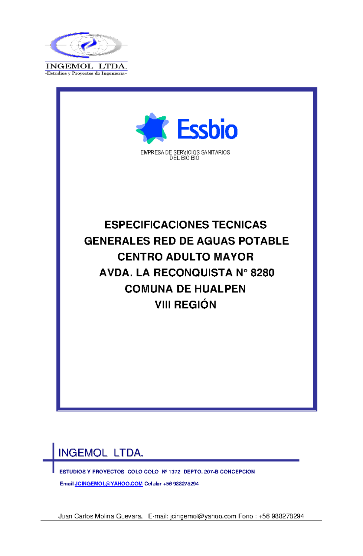 EETT Generales Agua Potable - I INNGGEEMMOOLL LLTTDDAA.. ESTUDIOS Y ...