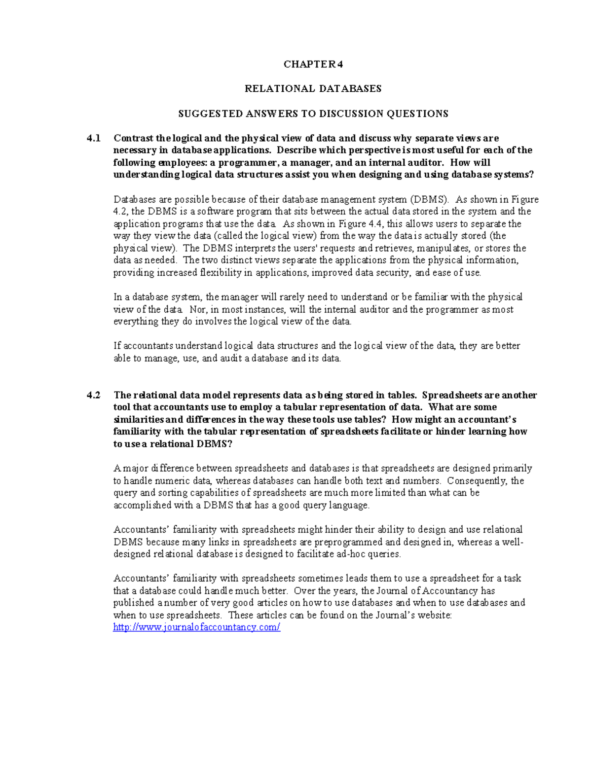 Rais12 SM CH04 - help me - CHAPTER 4 RELATIONAL DATABASES SUGGESTED ANSWERS TO DISCUSSION ...