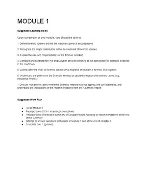 FRSC 2030 Lecture 3 4 Module 1 - FRSC 2030: Lecture 3 & 4: Module 1: Science and the Law: - Studocu