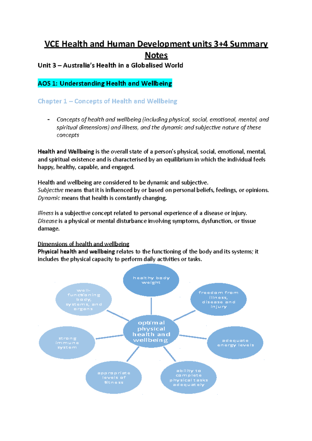 VCE Health and Human Development units 3 - Health and wellbeing are ...