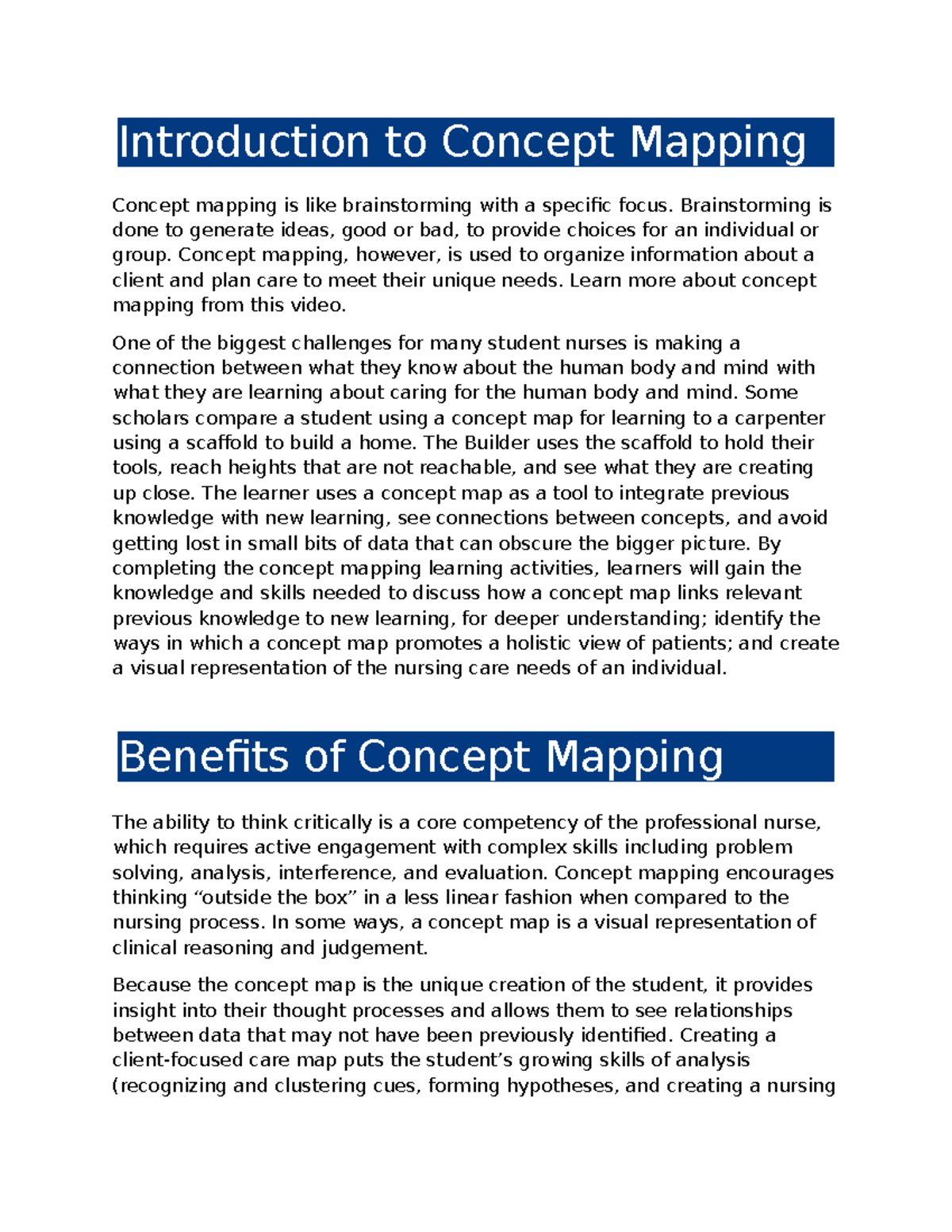 NR224 Concept Mapping Edapt - Introduction to Concept Mapping Concept mapping is like ...