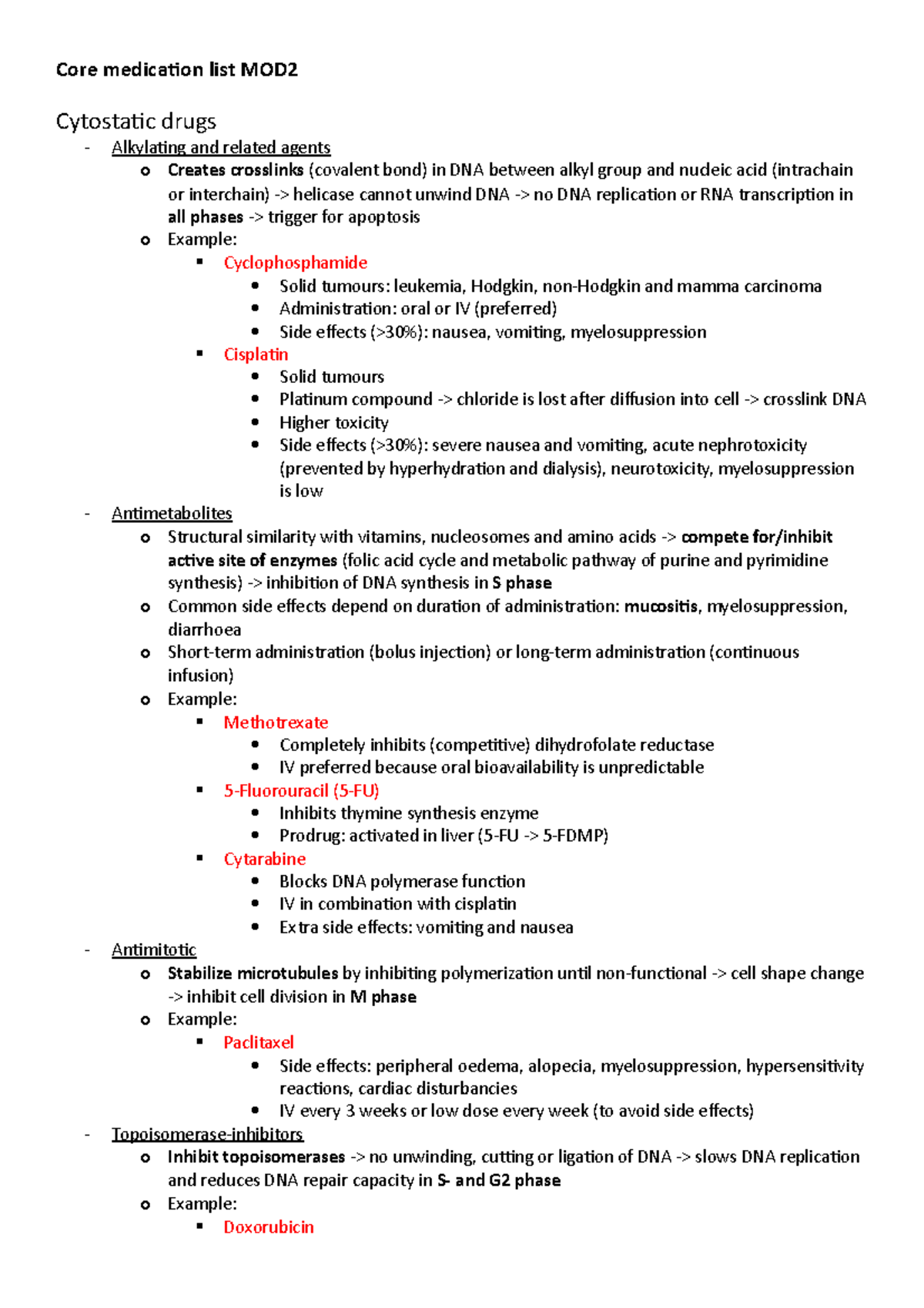 Core medication list MOD2 - Core medication list MOD Cytostatic drugs ...
