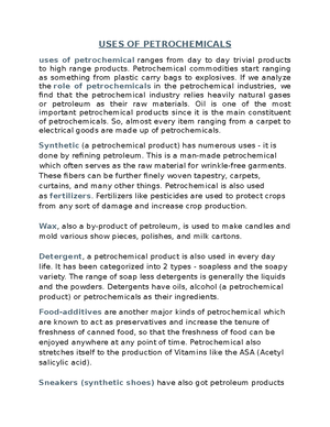 Classification OF Petrochemicals - CLASSIFICATION OF PETROCHEMICALS ...