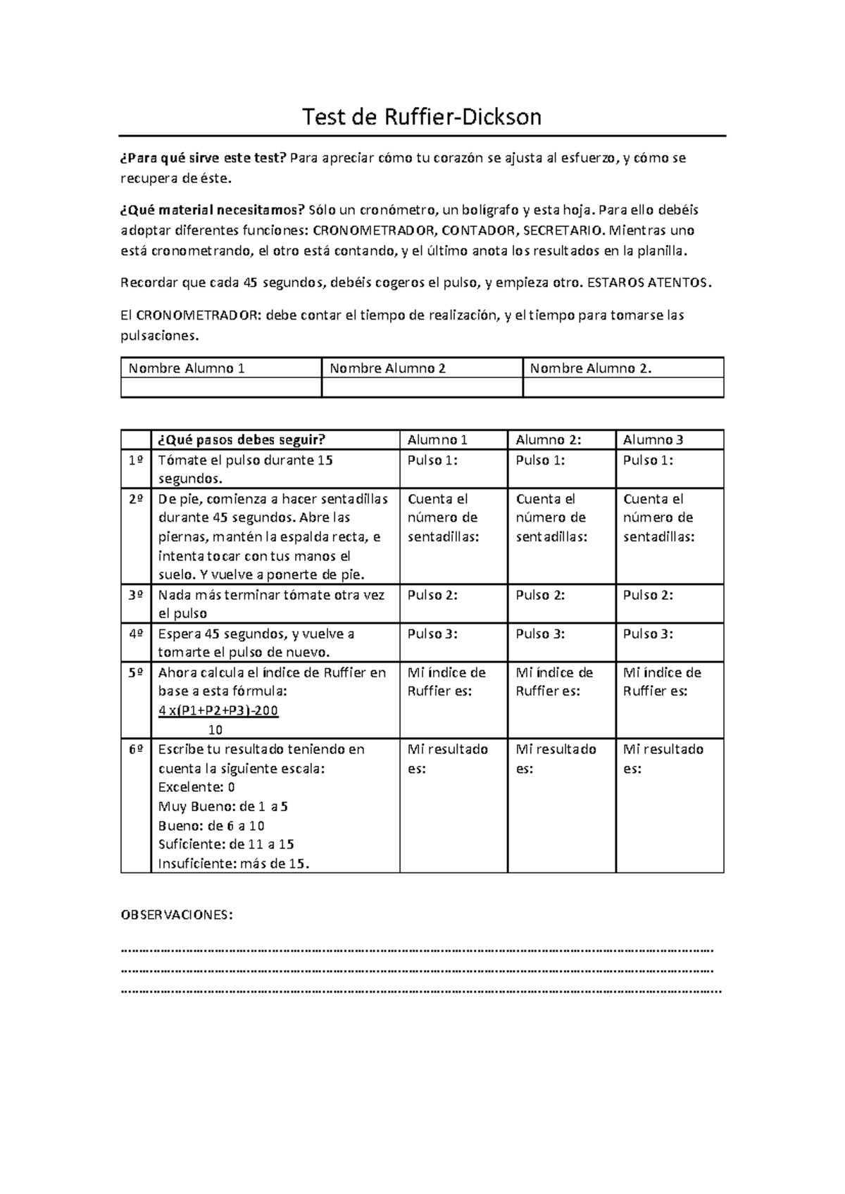 Test de Ruffier - muy interesante - Test de Ruffier-Dickson ¿Para qué ...