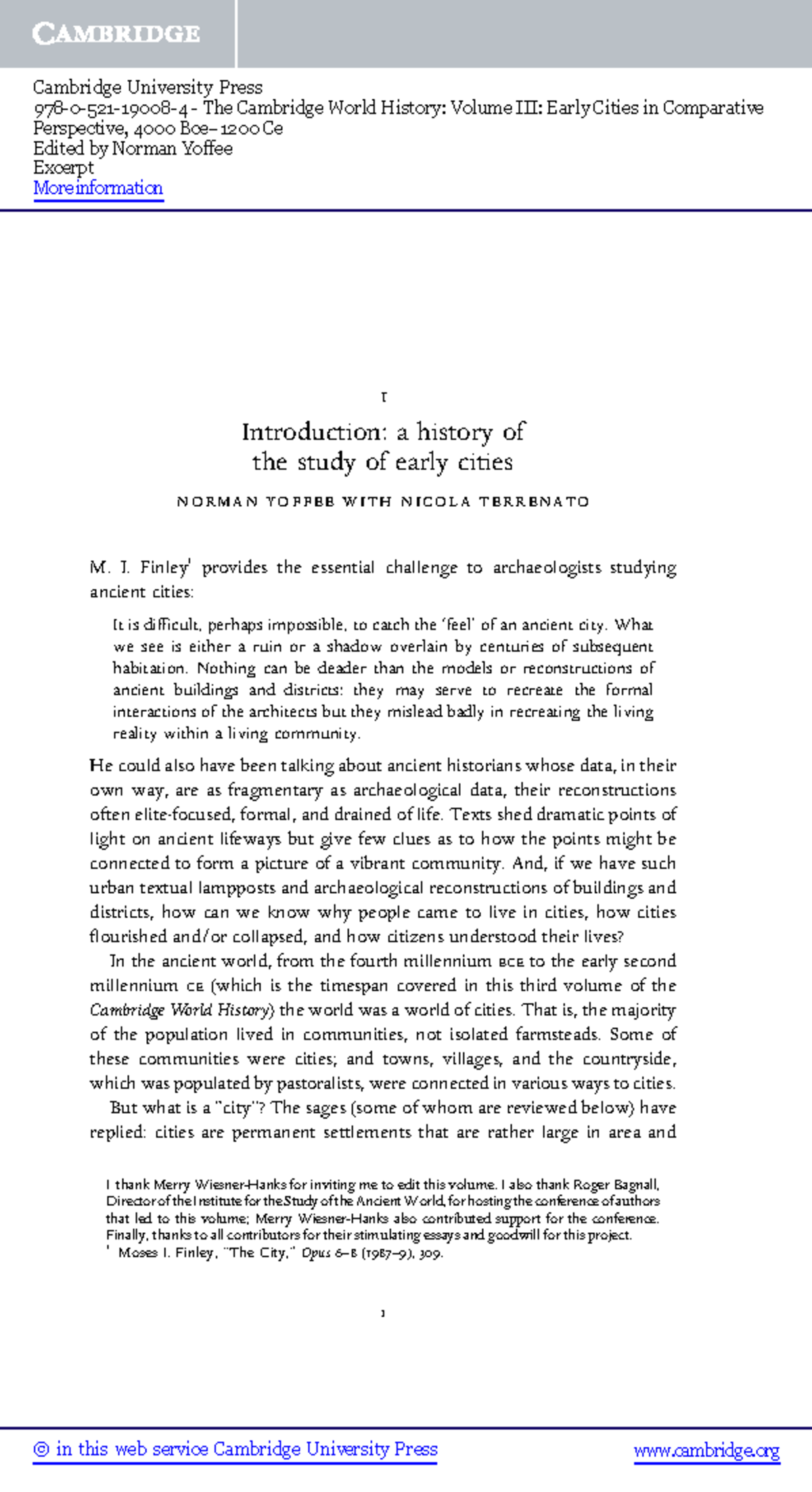 History of early cities - 1 Introduction: a history of the study of ...