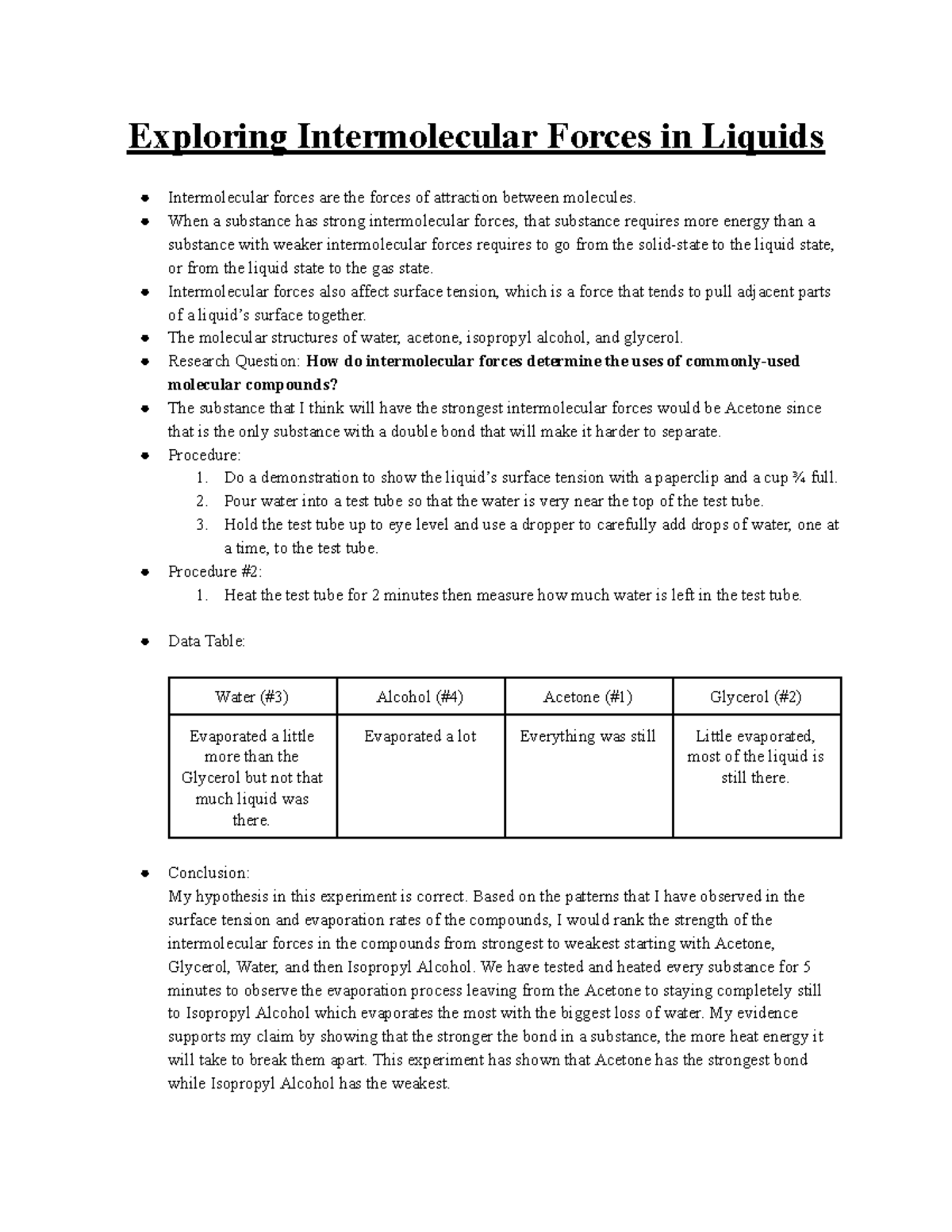 Unit 3 - Lesson 2 - Exploration 1 Notes - Exploring Intermolecular ...