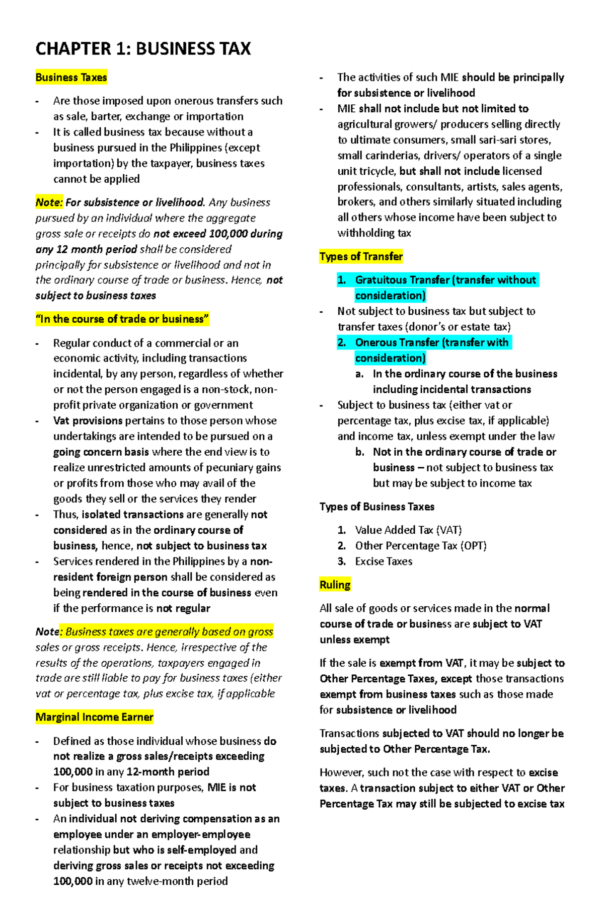 Business Taxation (CH 1 Introduction) - CHAPTER 1: BUSINESS TAX ...