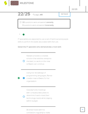 Unit 3 - Milestone 3 - 1 15/15 that's 100% RETAKE 15 questions were ...