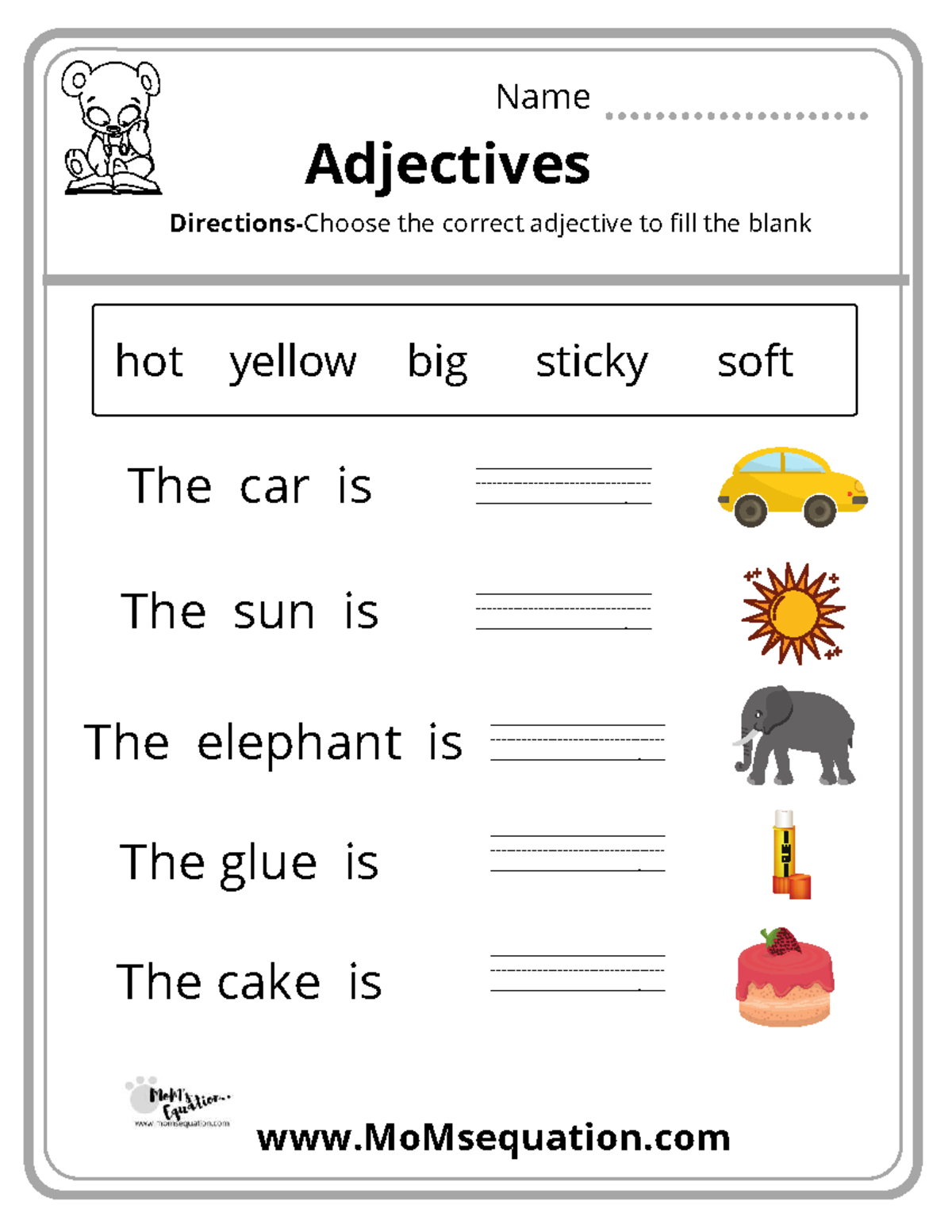 Adjectives compressed - Adjectives Directions-Choose the correct ...