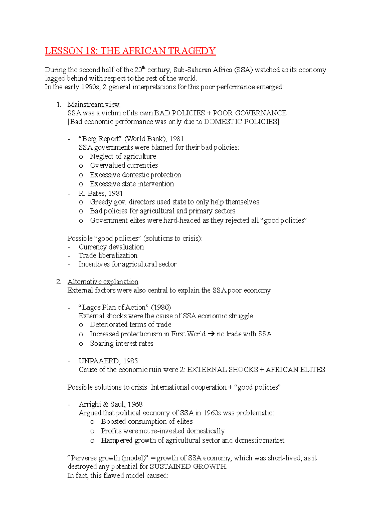 Lesson 18 - The African Tragedy - LESSON 18: THE AFRICAN TRAGEDY During ...