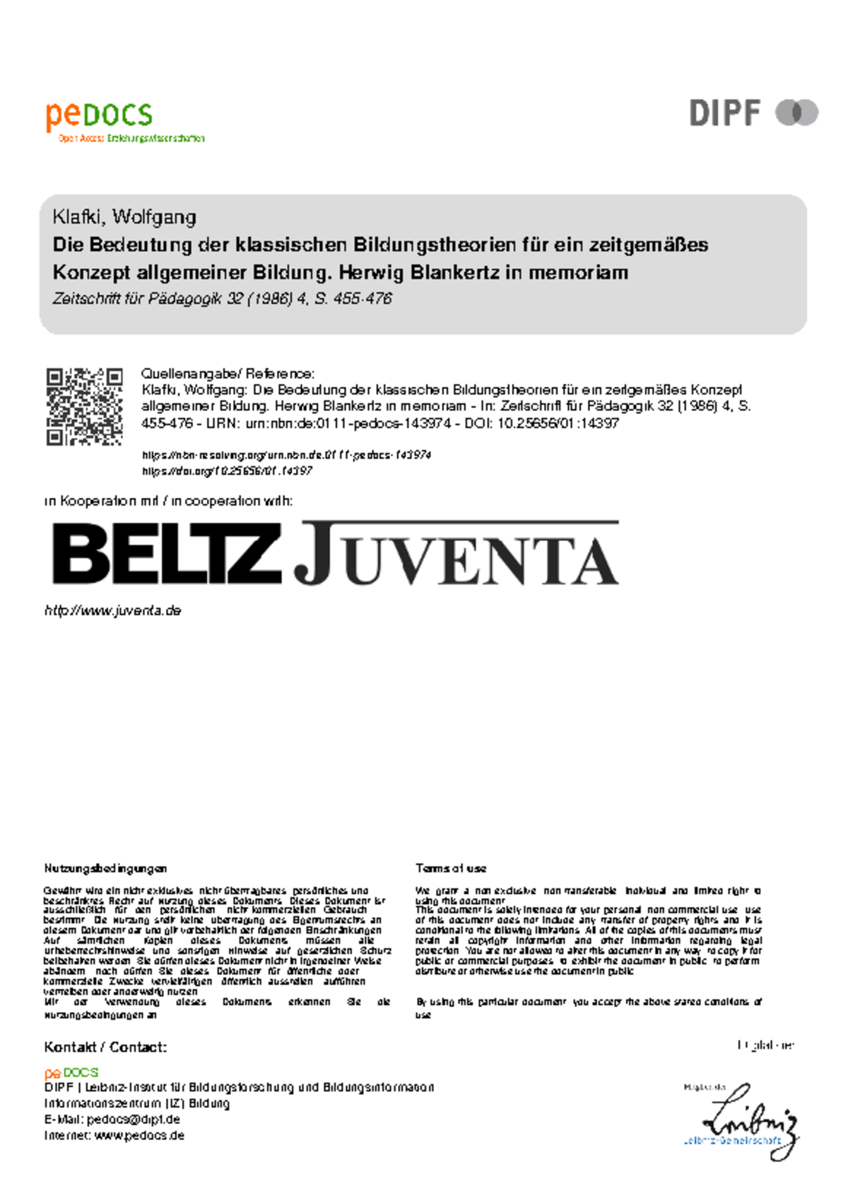 Klafki Bildung - Klafki, Wolfgang Die Bedeutung der klassischen ...