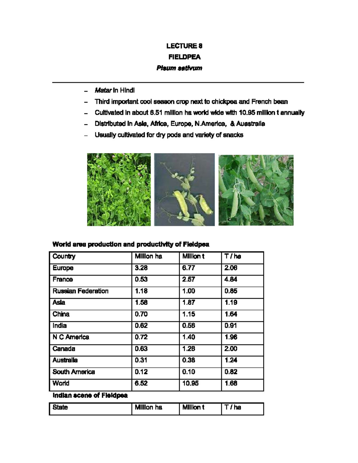 Field pea notes 7 - Principles of organic farming - Studocu