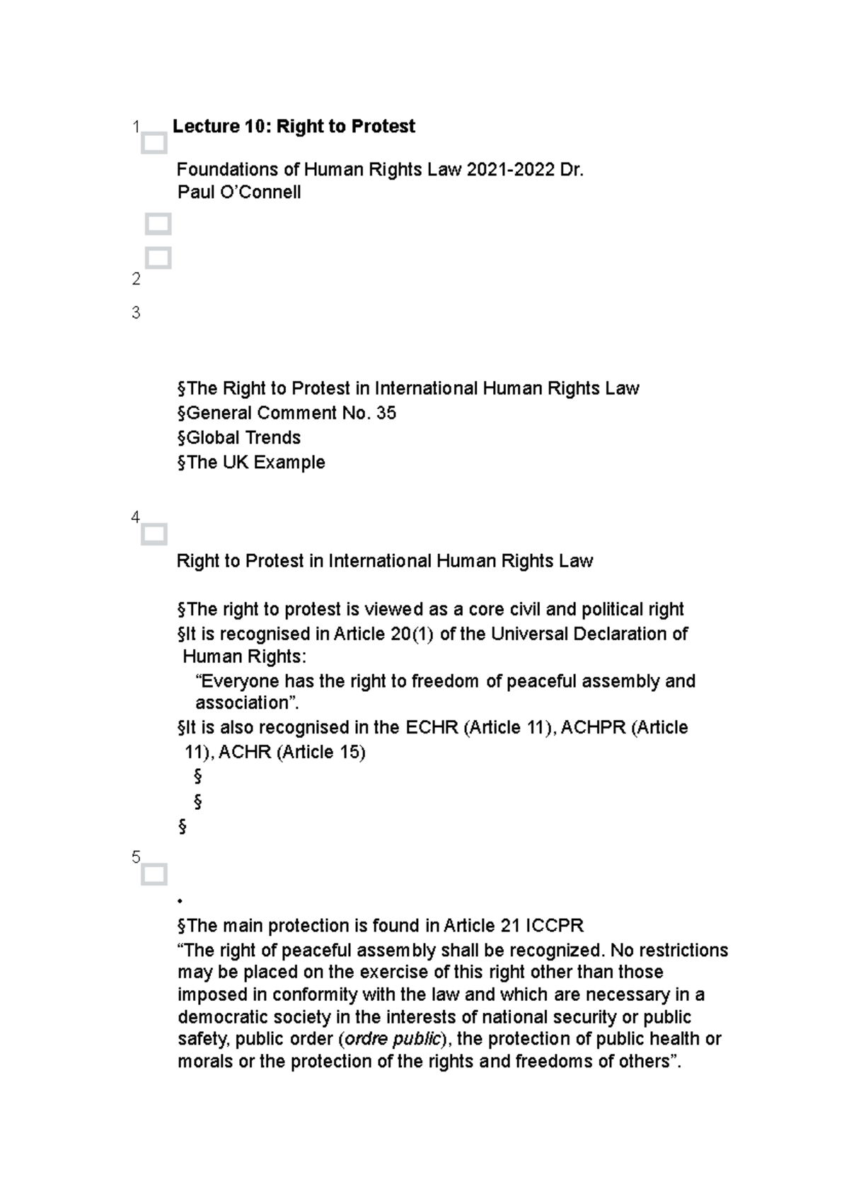 Lecture 10-Right to Protest - 155200082 - SOAS University of London ...