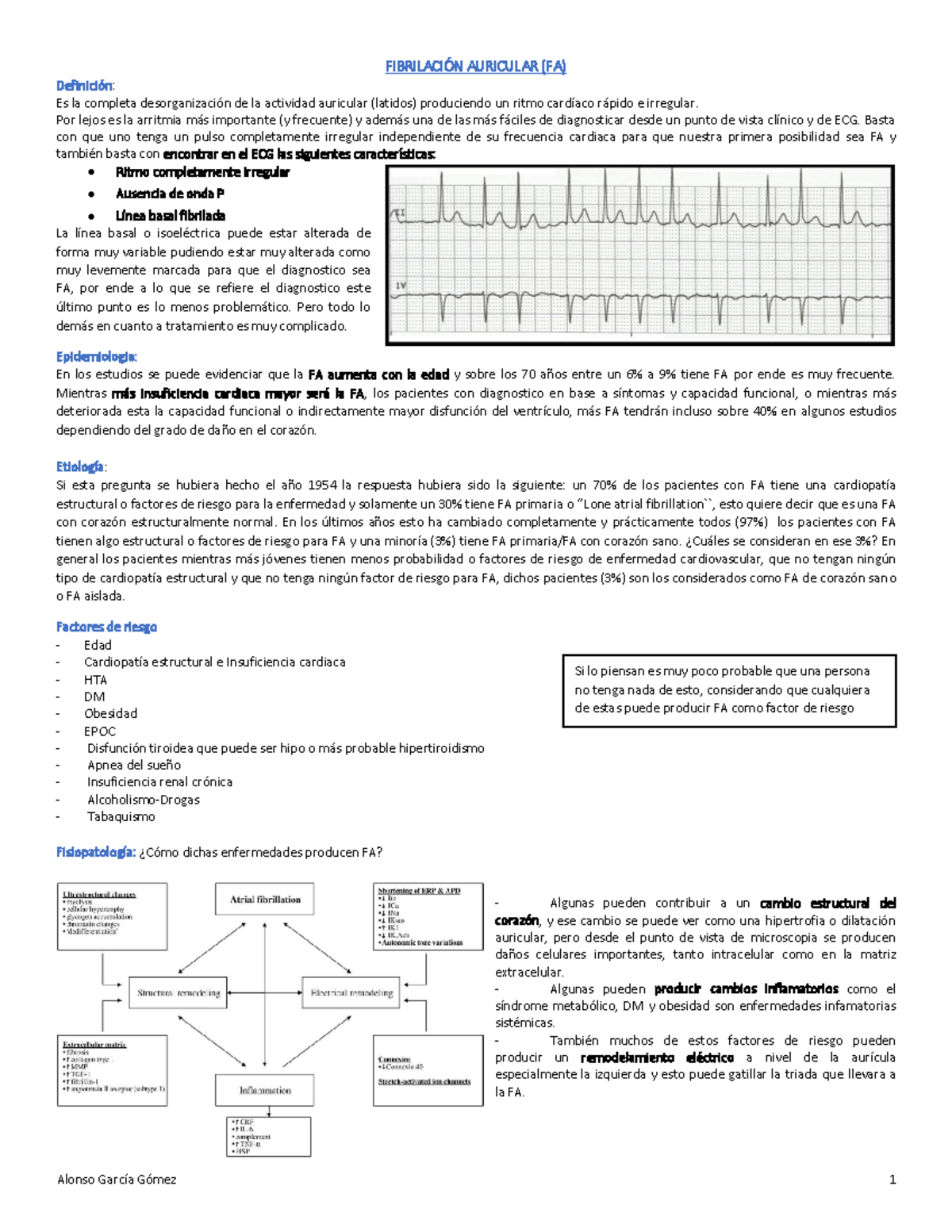 Clase 10 Cardio - Fibrilacion Auricular - FIBRILACIÓN AURICULAR (FA ...