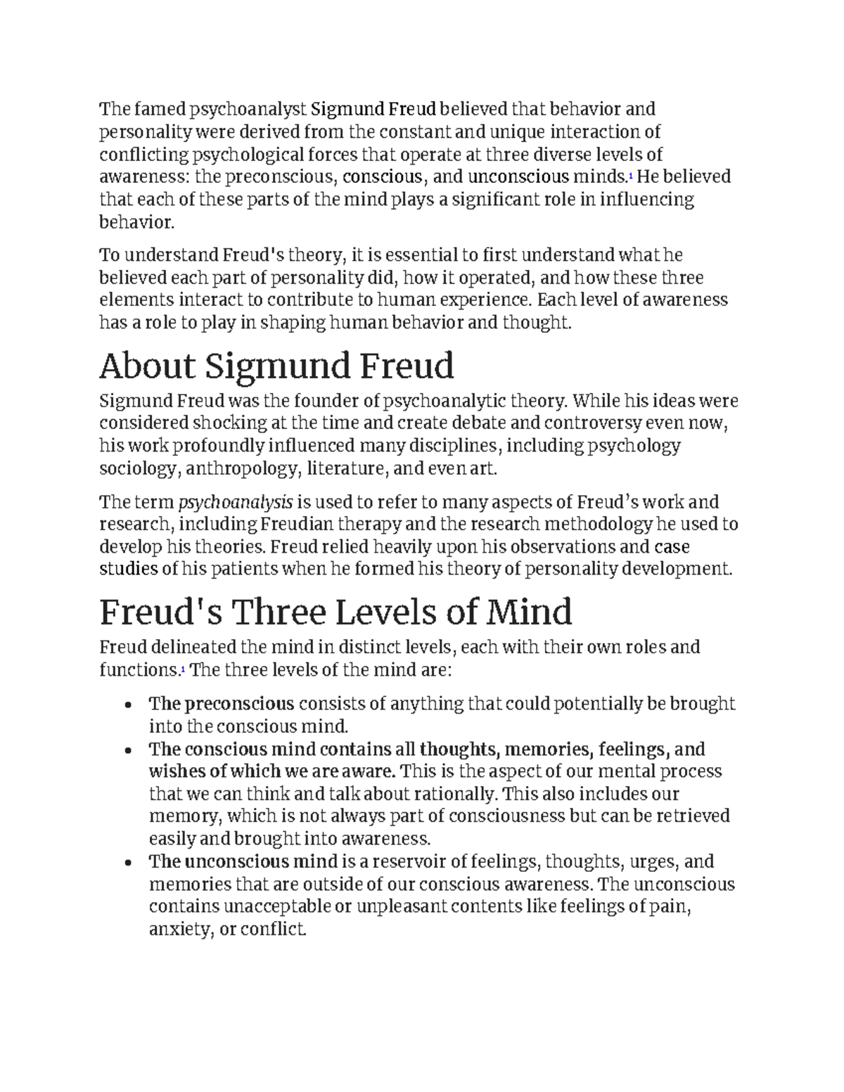 The Unconcious Mind, Preconscious Mind and Conscious Mind Notes - The ...