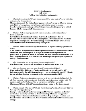 CHM376 Fa23 PS8 - practice sheet for exam practice - CHM376 Biochemistry I Fall 2023 Problem Set ...