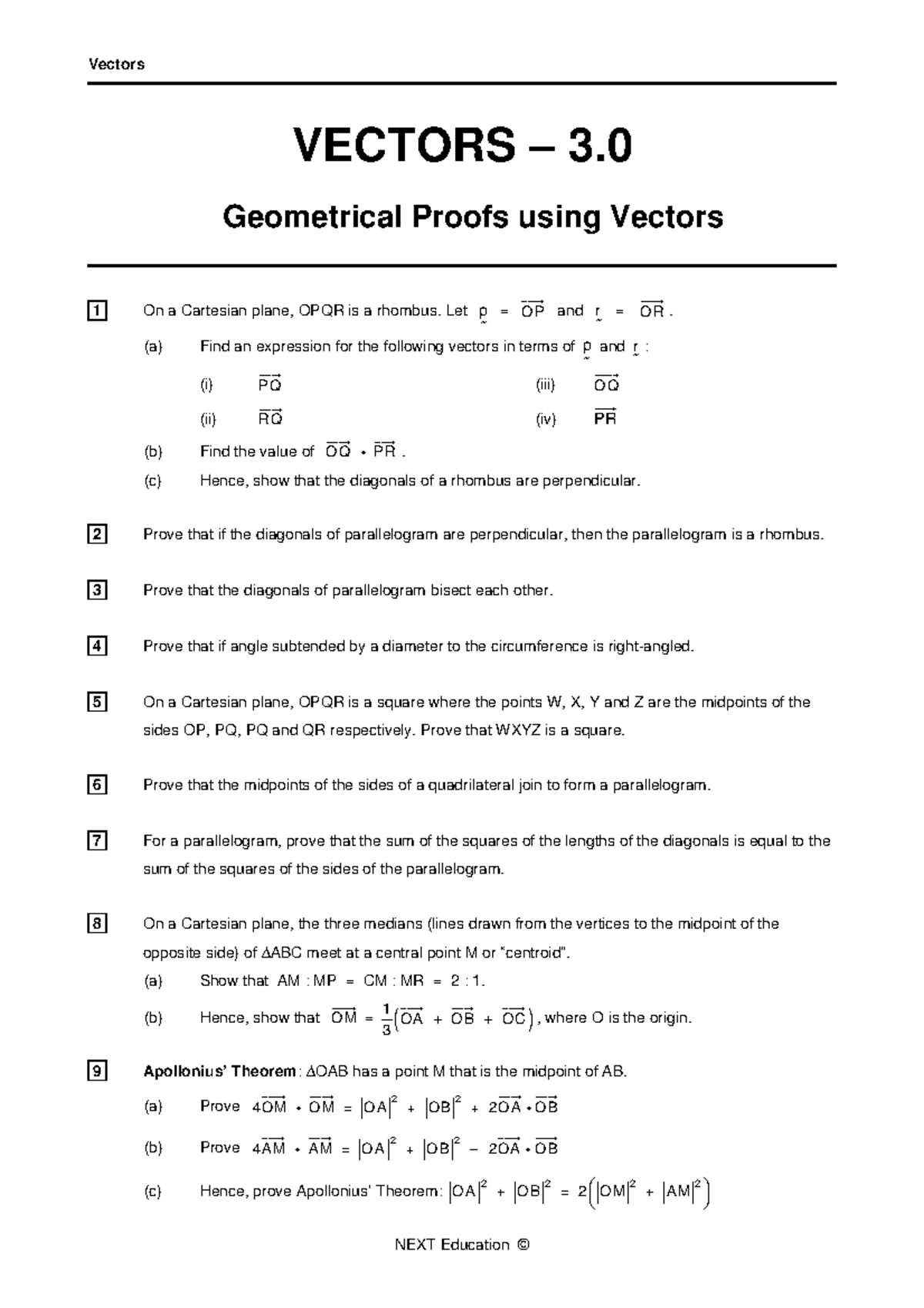Vectors - 3.0 Geometrical Proofs - VECTORS – 3. Geometrical Proofs ...