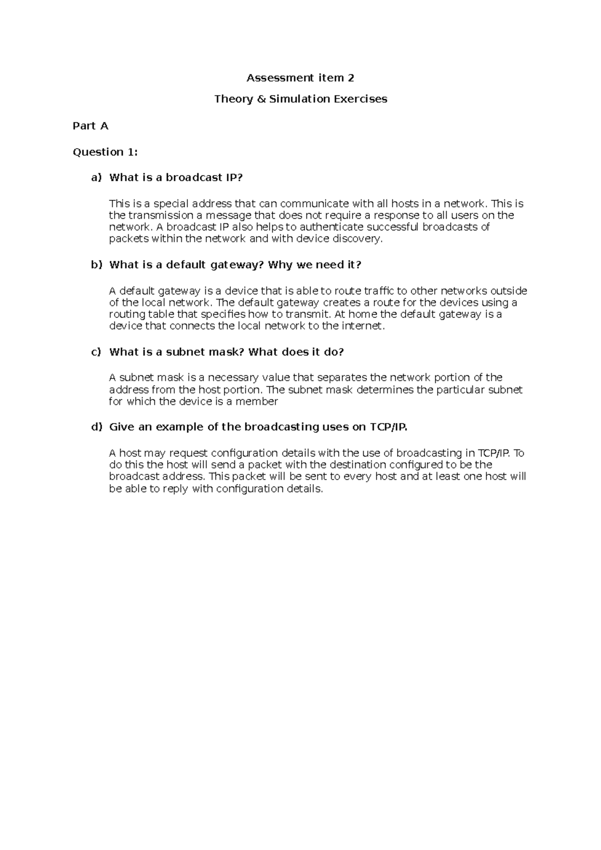 Assignment 2 documentation - Warning: TT: more functions defined than expected Assessment item 2 ...