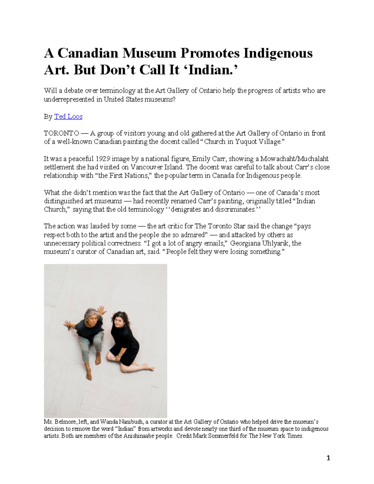 Ted Loos Indigenous Art - A Canadian Museum Promotes Indigenous Art ...