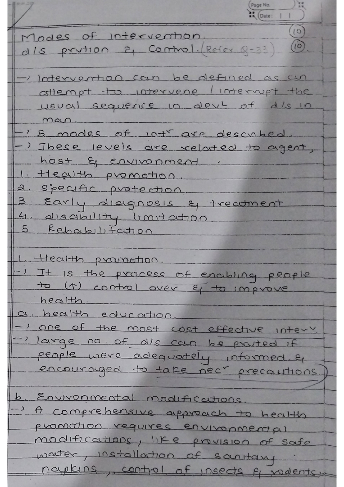 Mode of intervention - Community Medicine - Studocu