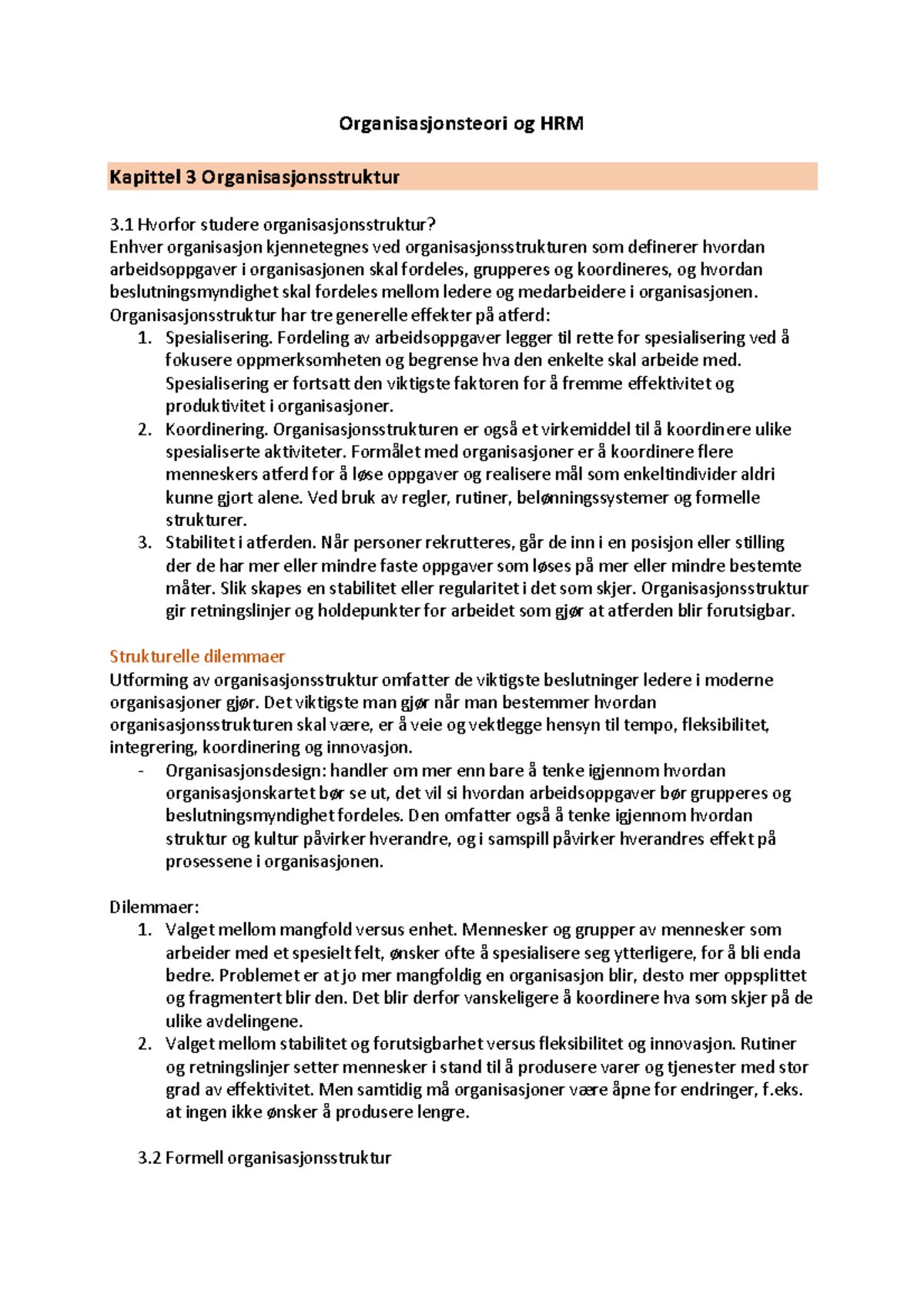 Kapittel 3: Organisasjonsstruktur - Warning: TT: undefined function: 32 Warning: TT: undefined ...