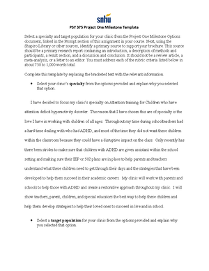 PSY 375 Project One - PSY 375 Project One Template Attention Clinic for ...