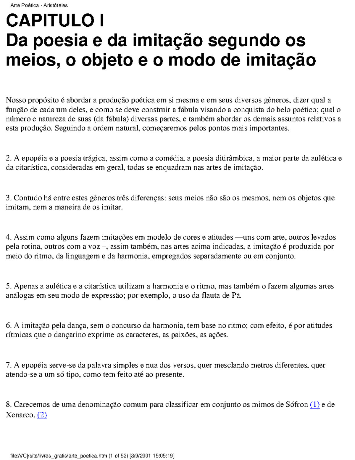 Cv000005 - xcxcx - CAPÍTULO I Da poesia e da imitação segundo os meios ...