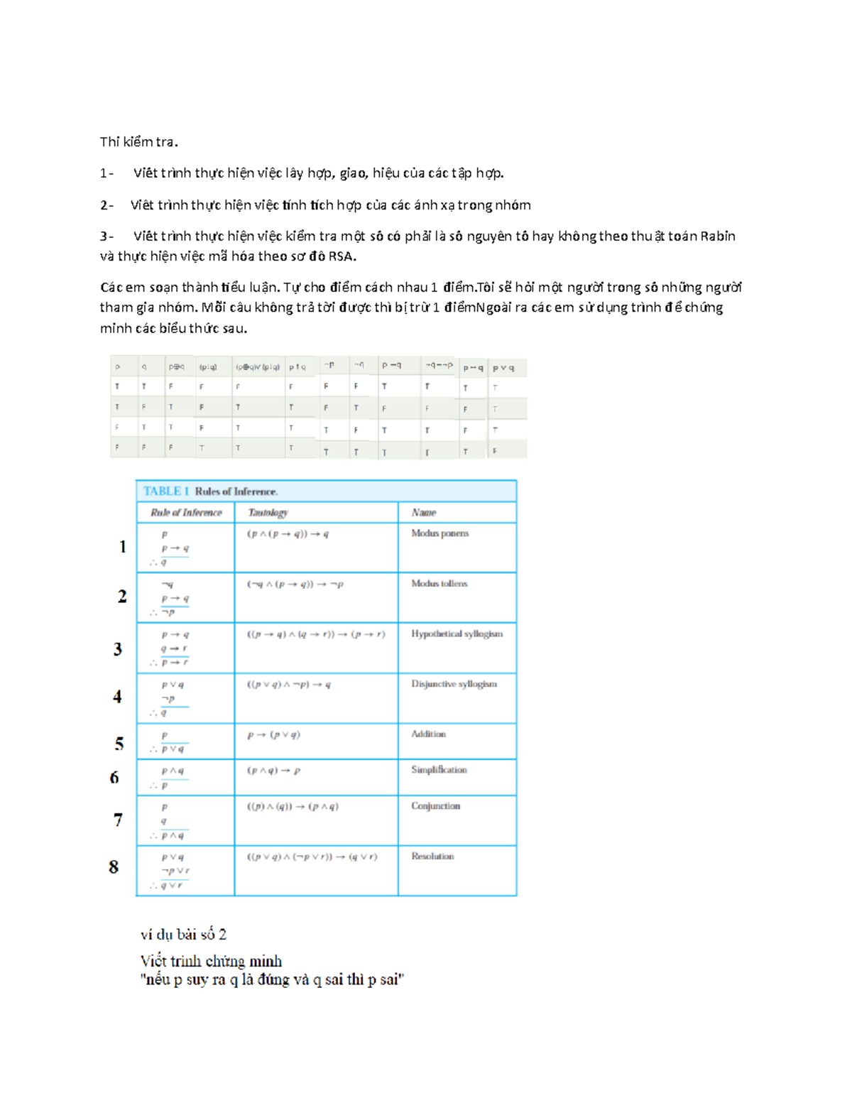 Thi kiểm tra - toán - Thi ki m tra. ể 1- Viếết trình th c hi n vi c lấếy h p, giao, hi u c a các ...