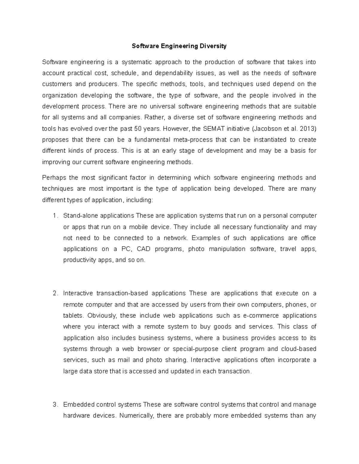 Software Engineering Diversity - Software Engineering Diversity Software engineering is a ...