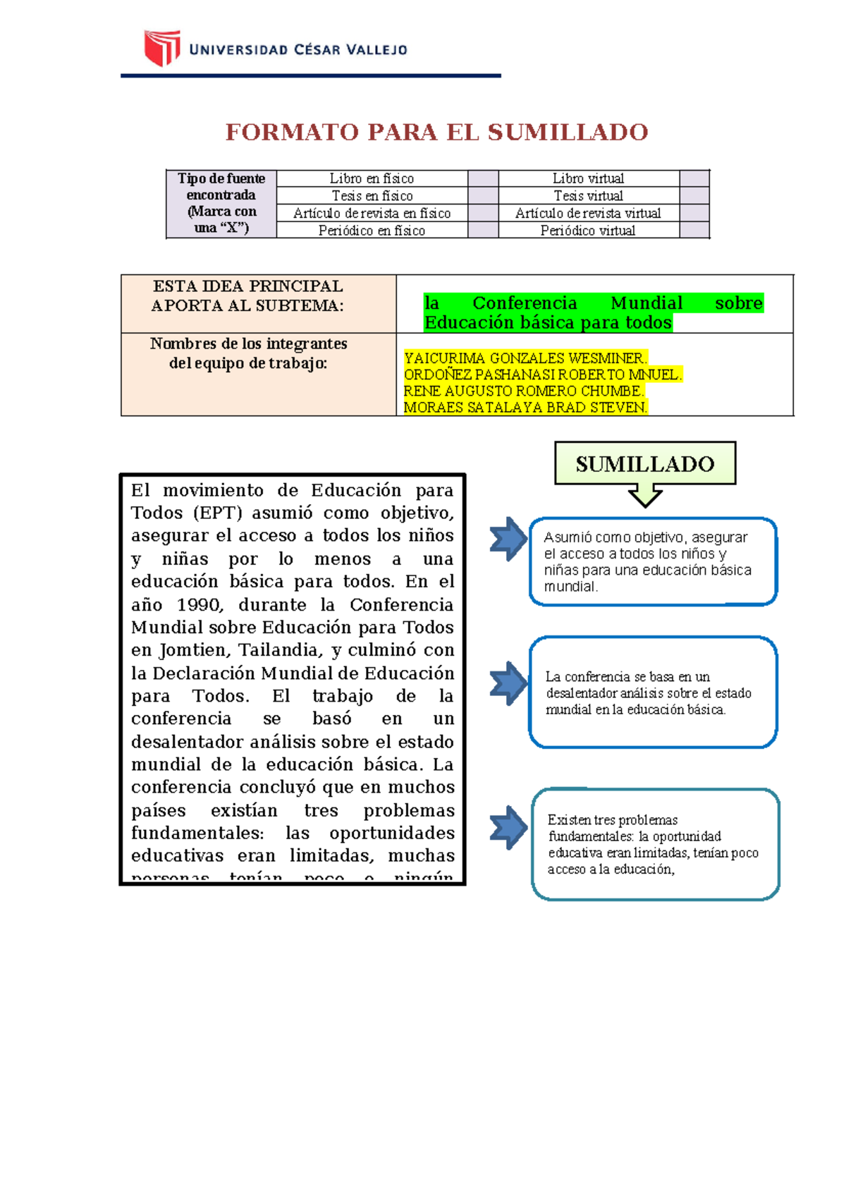 Formato PARA Sumillado - FORMATO PARA EL SUMILLADO Tipo de fuente ...