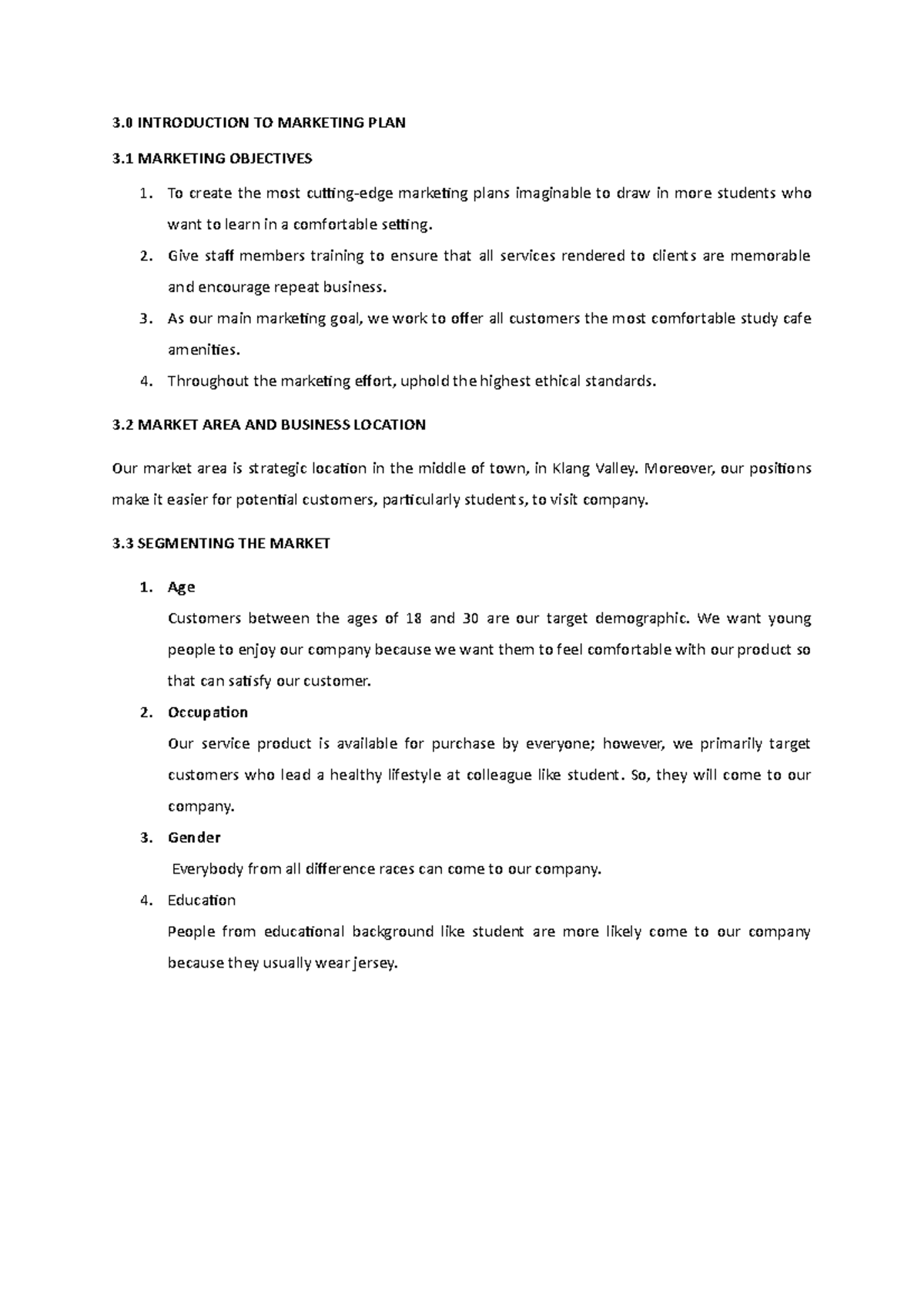 Marketing Plan - 3 INTRODUCTION TO MARKETING PLAN 3 MARKETING ...