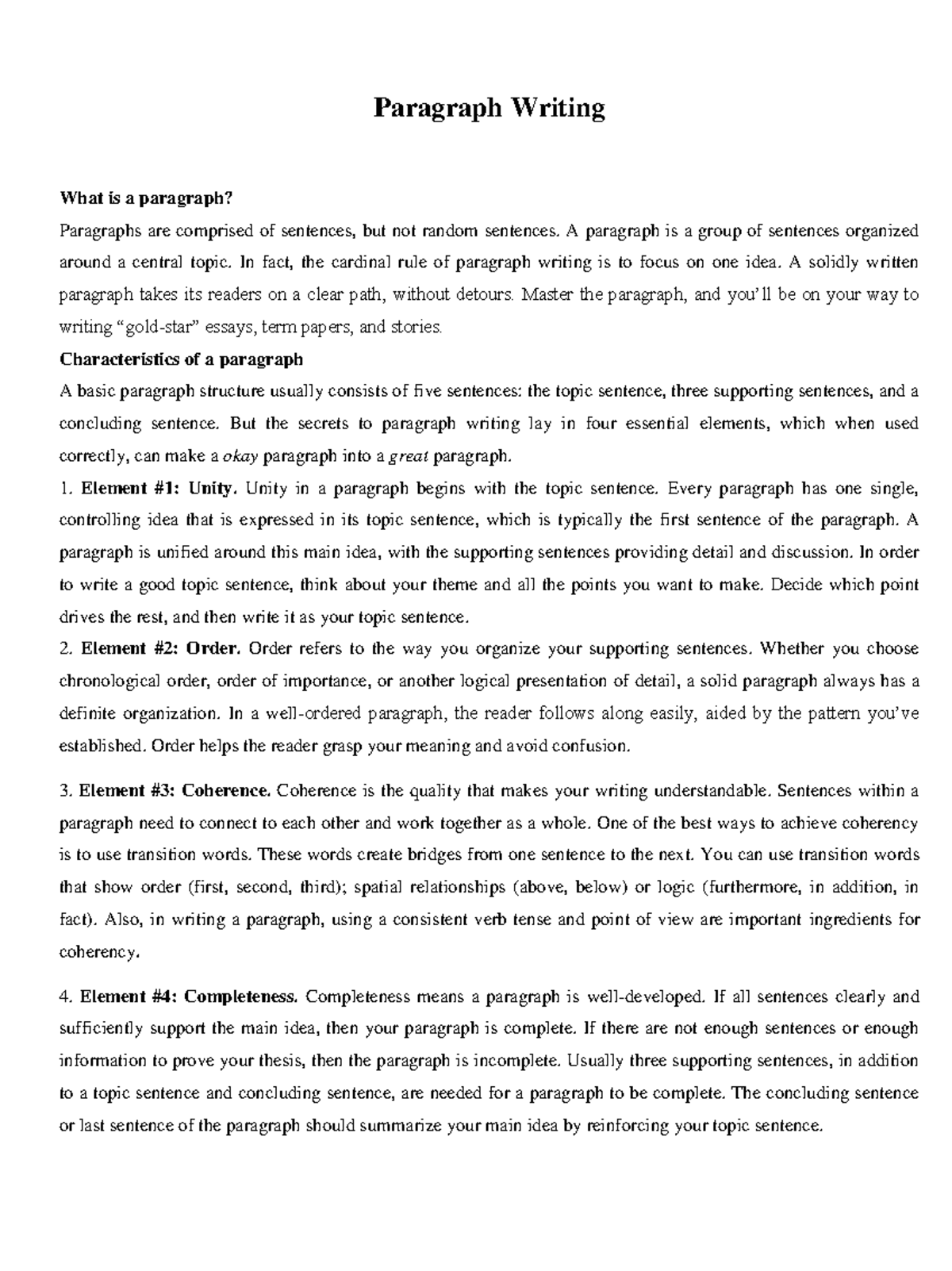 Paragraph Writing - Paragraph Writing What is a paragraph? Paragraphs ...