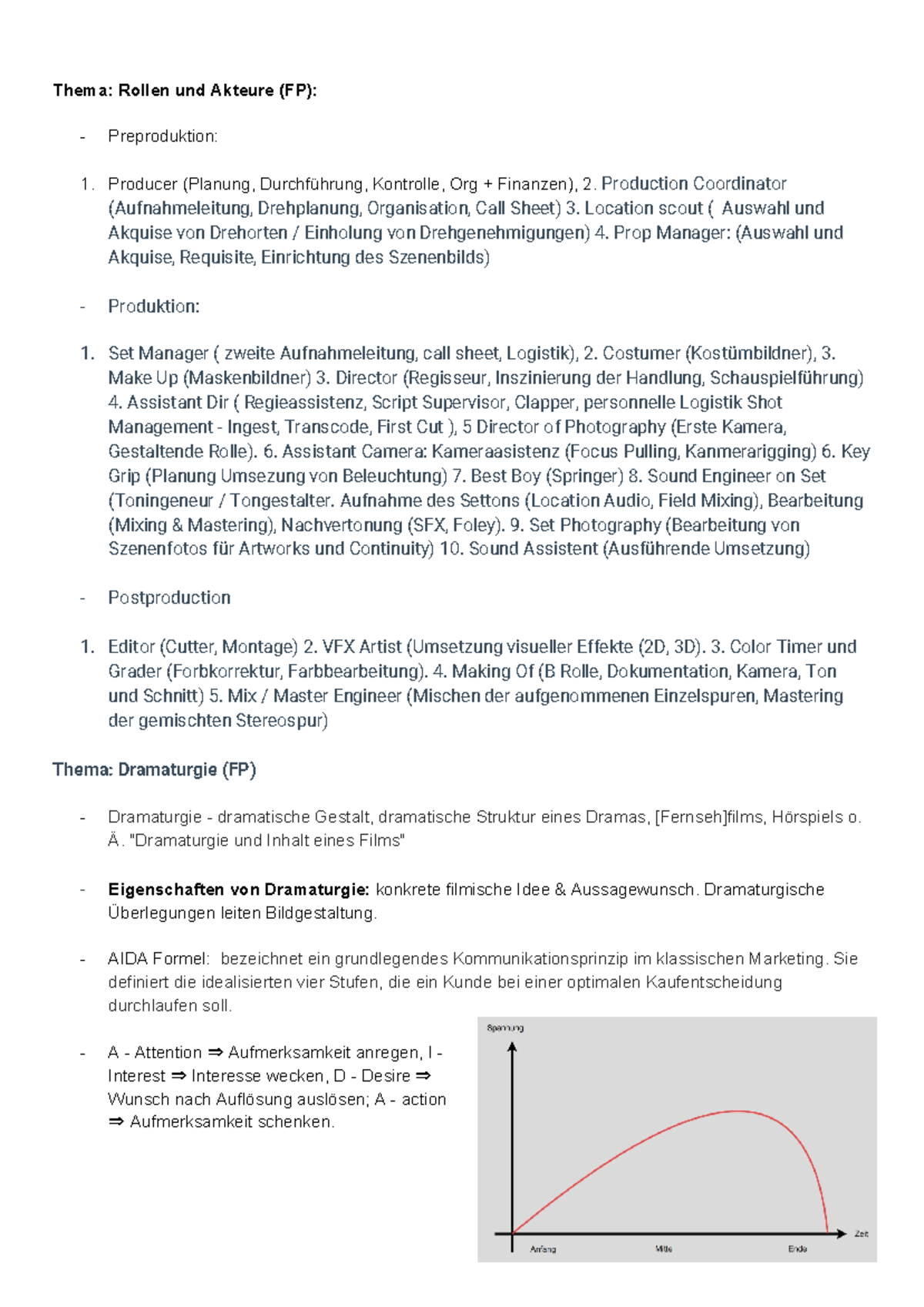 Zusammenfassung Audiovisuelle Medien 2 Filmtechnik - Thema: Rollen und ...